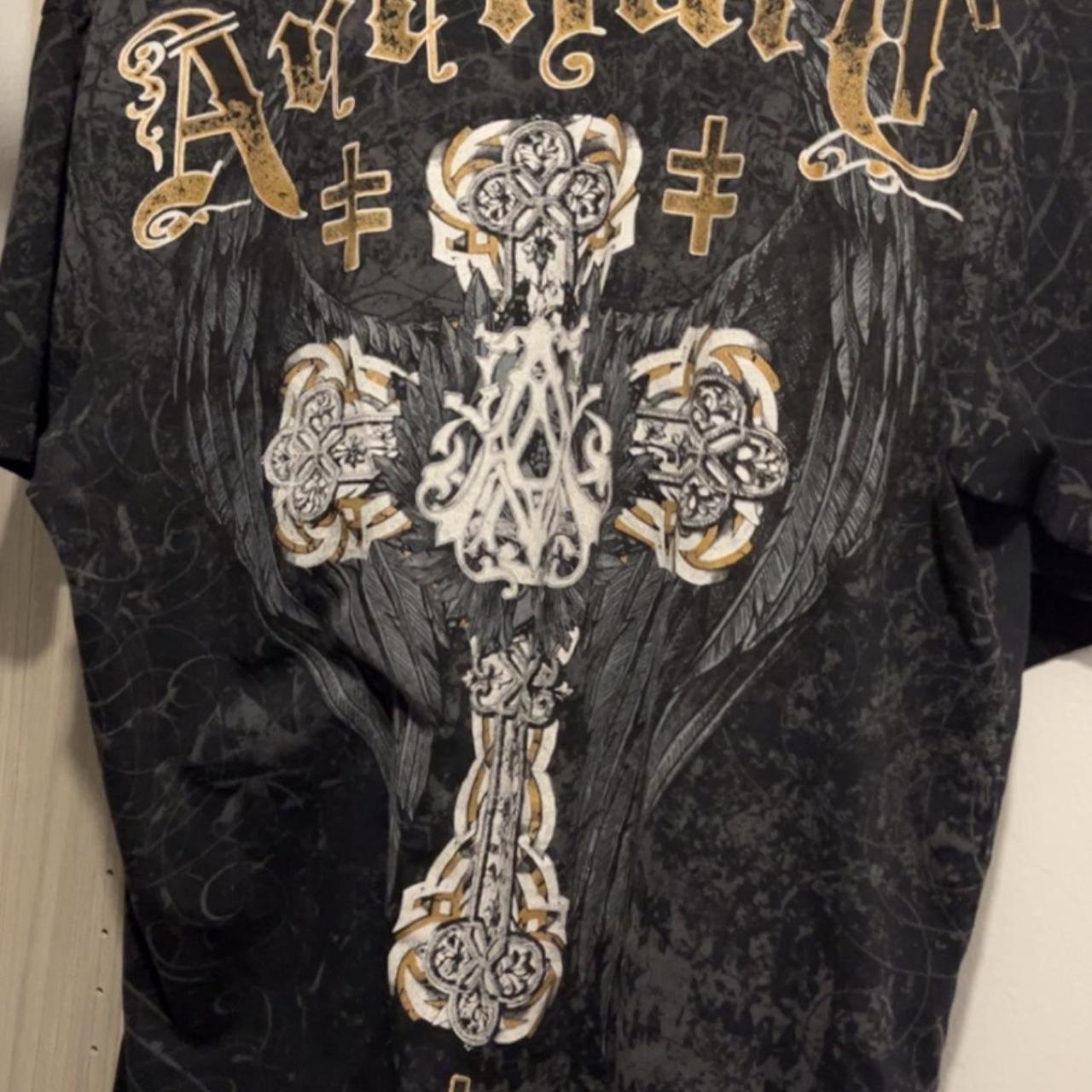 Gold cross Affliction Shirt size Large Always buy... - Depop