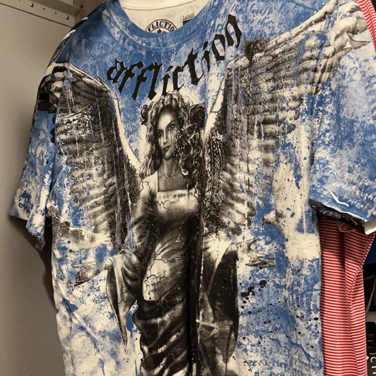 Stone angel affliction tee Size large Worn once... - Depop
