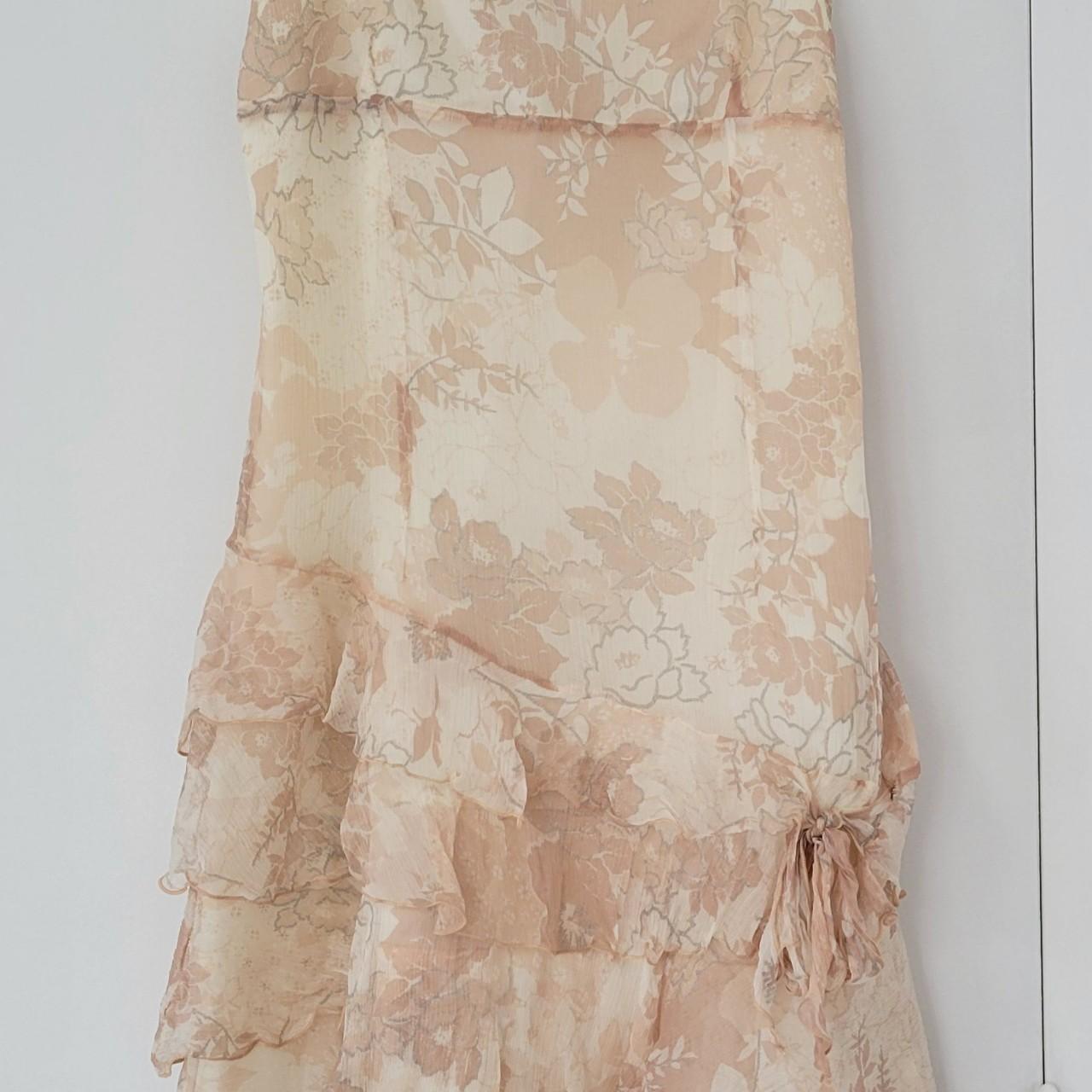 Beautiful vintage pink and white ruffle dress along... - Depop