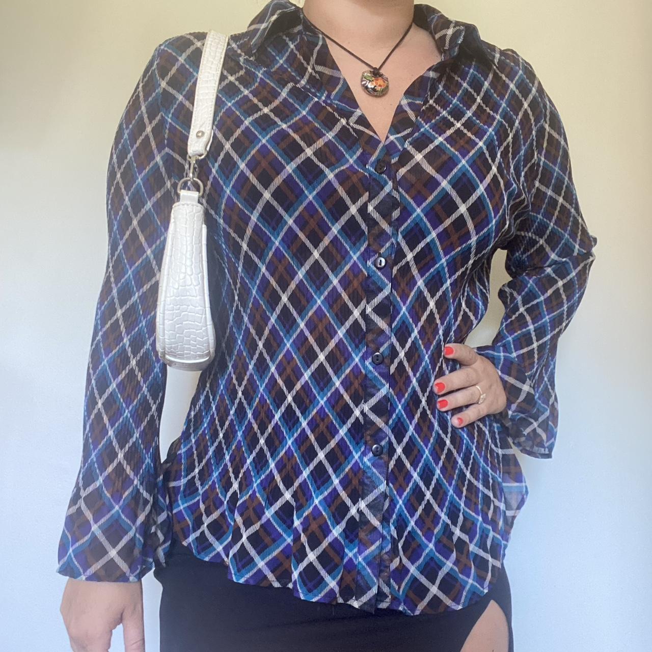 Vintage button down Plaid button down . No size... - Depop