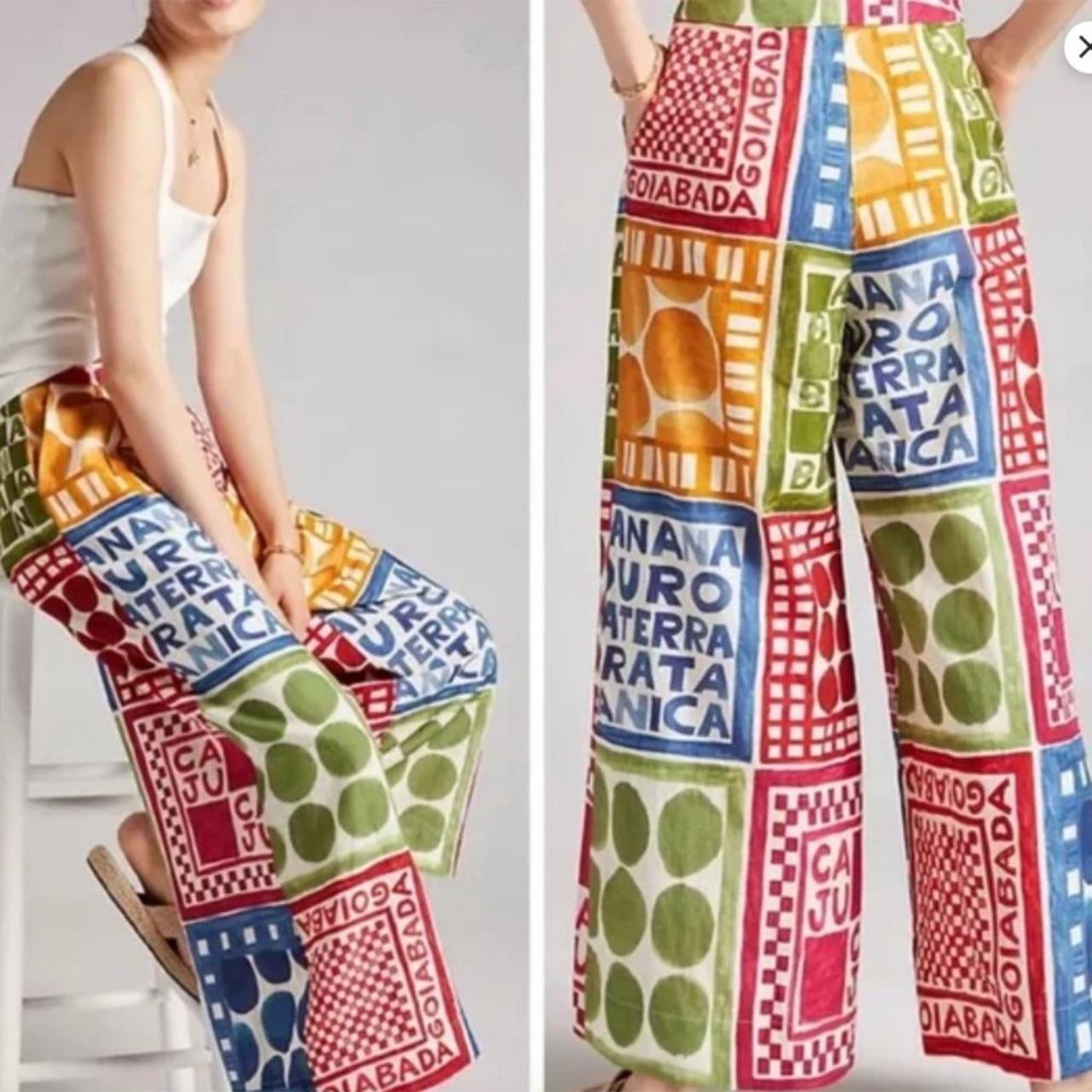 Farm Rio for Anthropologie Multi Colored Cropped... - Depop