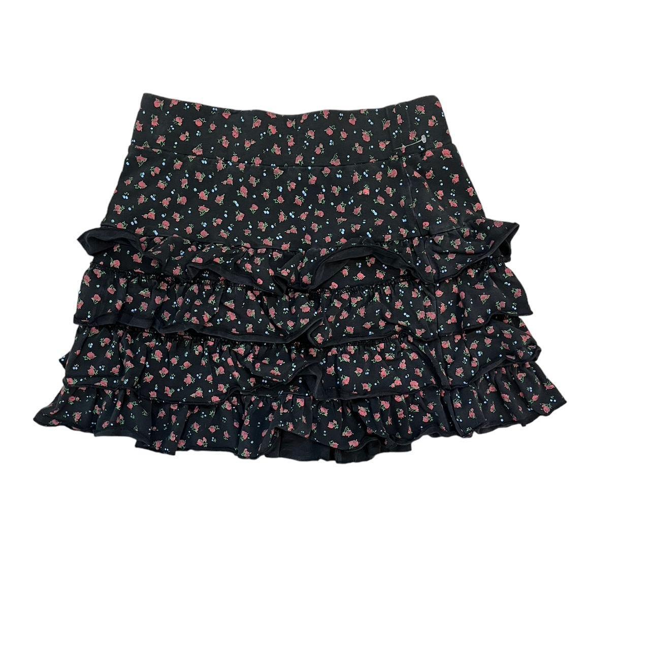 Y2K Ruffle Betsey Johnson Floral Mini Skirt This... - Depop