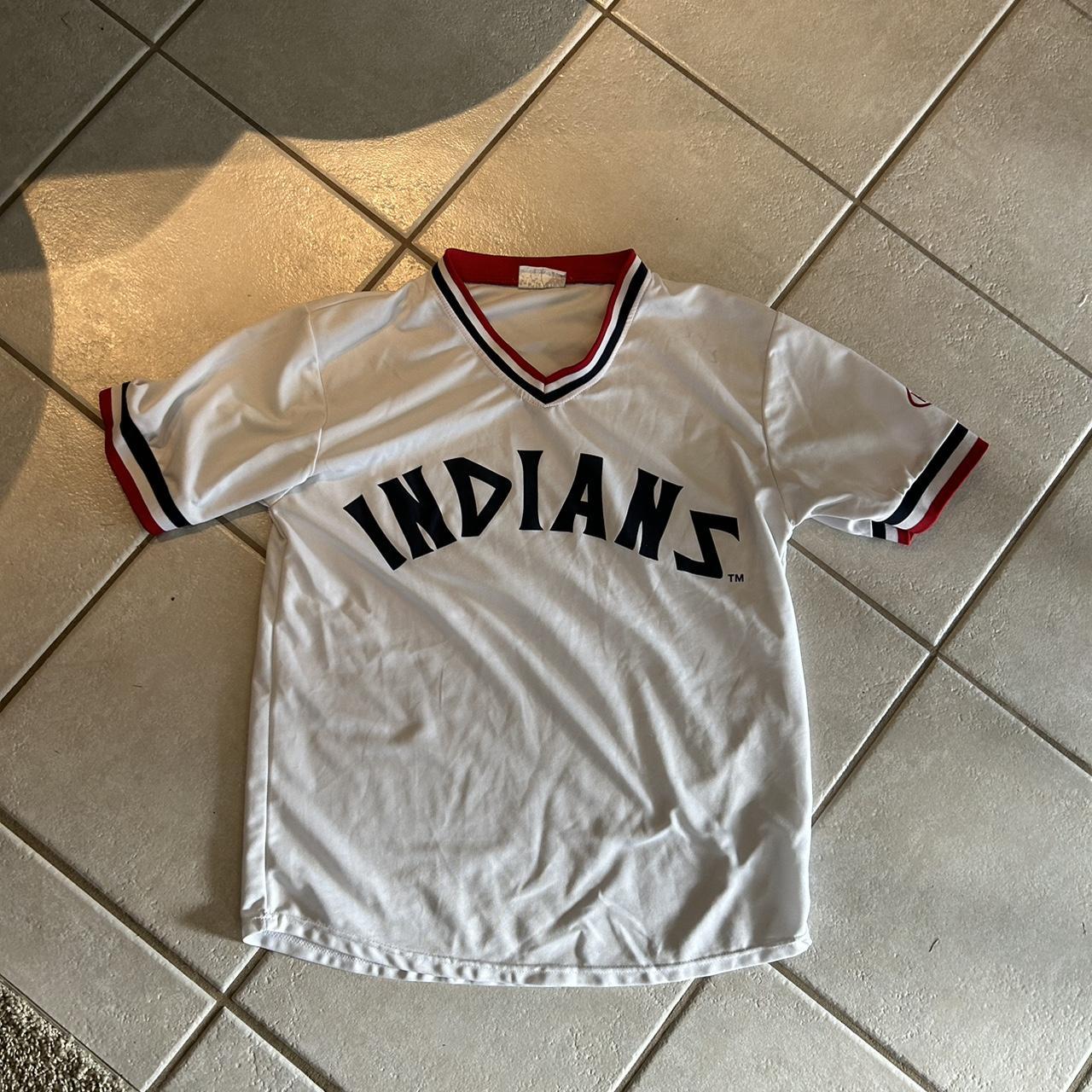 vintage cleveland indians baseball jersey size... - Depop