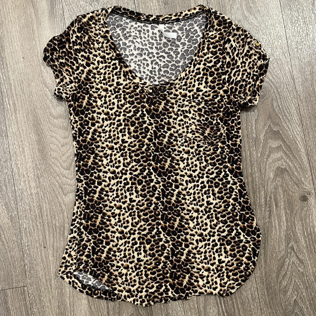 CHEETAH PRINT FITTED TOP - size small (Can fit M/L... - Depop
