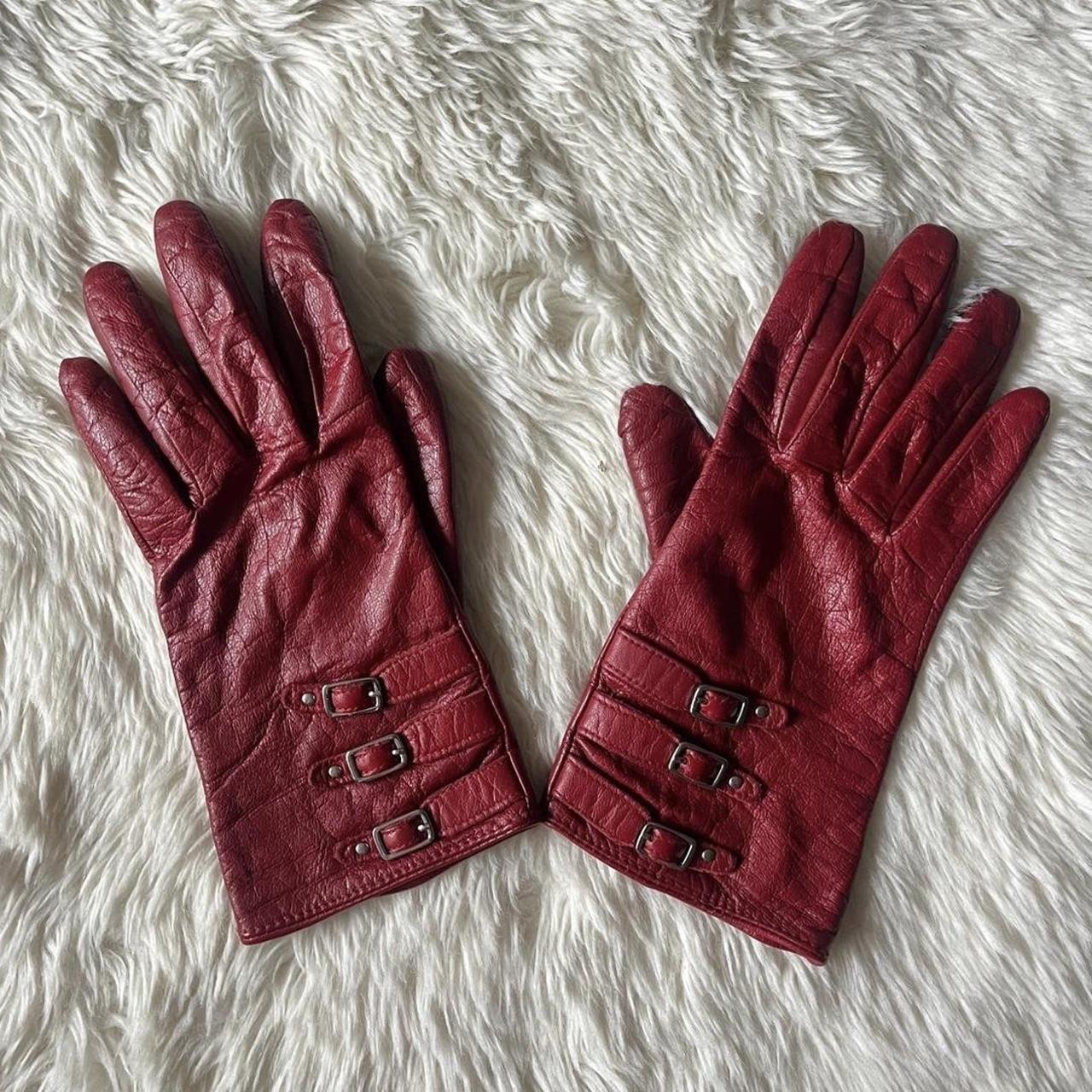 Merona Women's Red and Silver Gloves | Depop