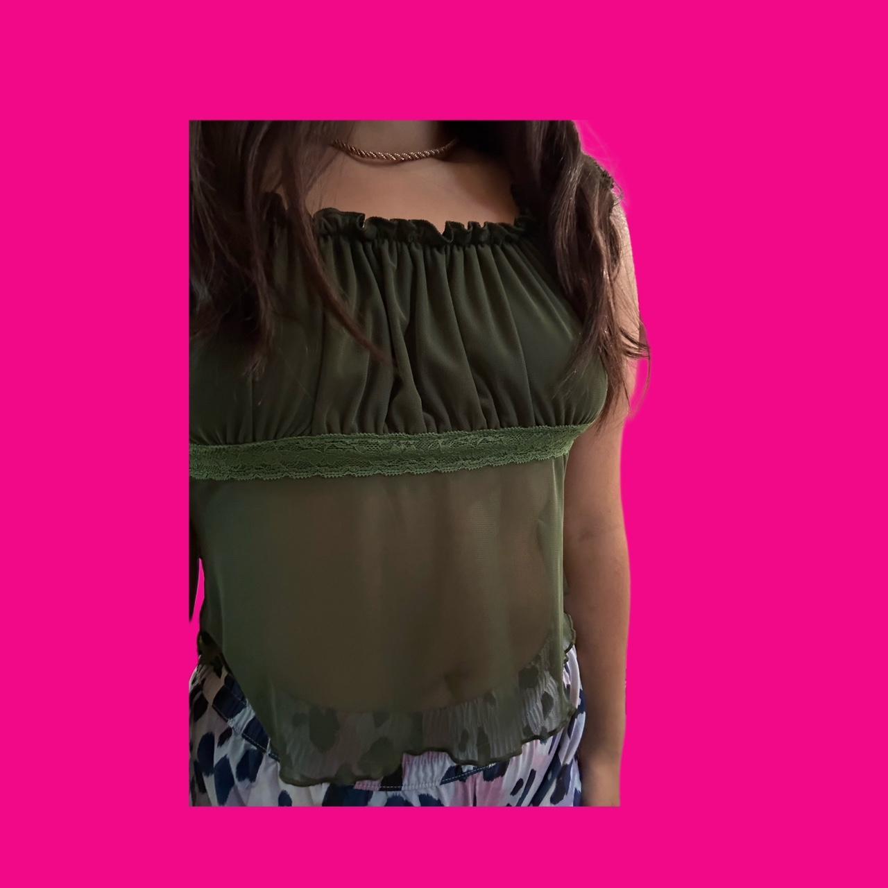 Dark Green Top See Through At Stomach And Back 🖤 No Depop