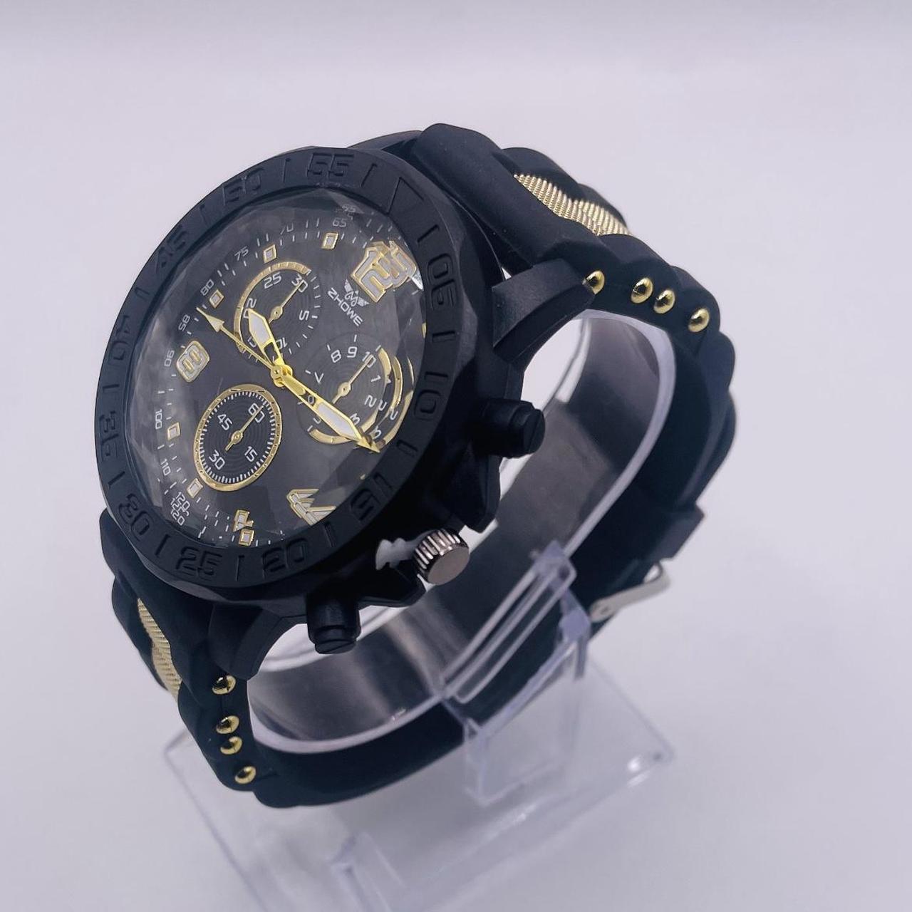 Men sports watch rubber strap quartz watch big dial... - Depop