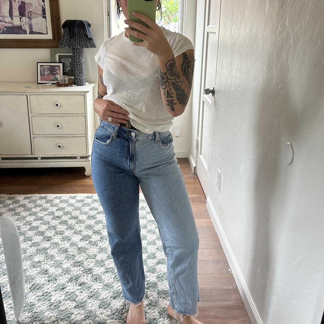 Garage two tone distressed wide leg high waisted... - Depop