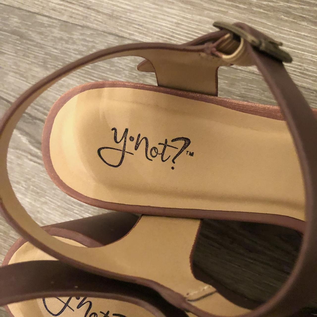 Y-NOT Wedge Sandals with ankle buckles. Size 8. Worn... - Depop