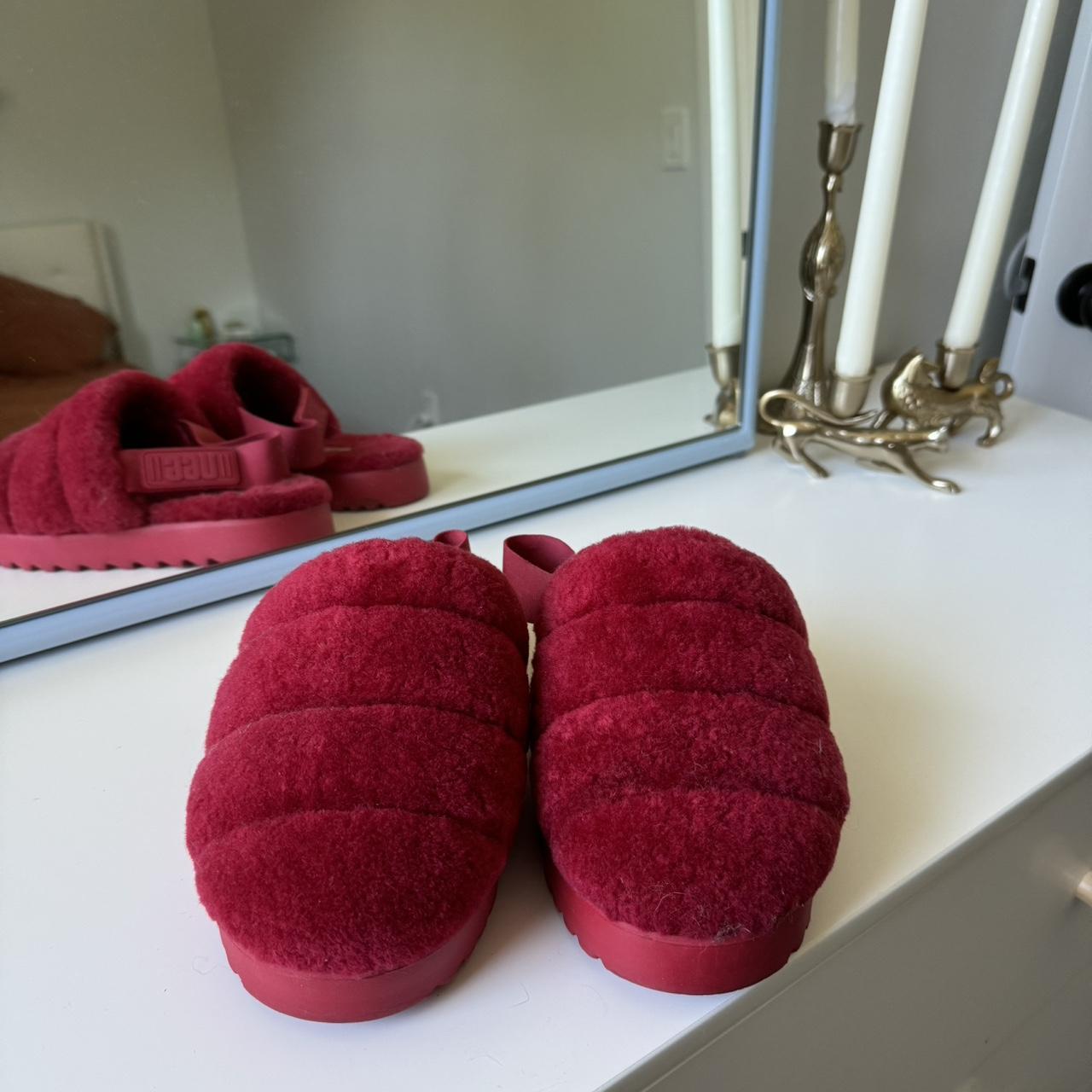 red platform Ugg slippers - Depop