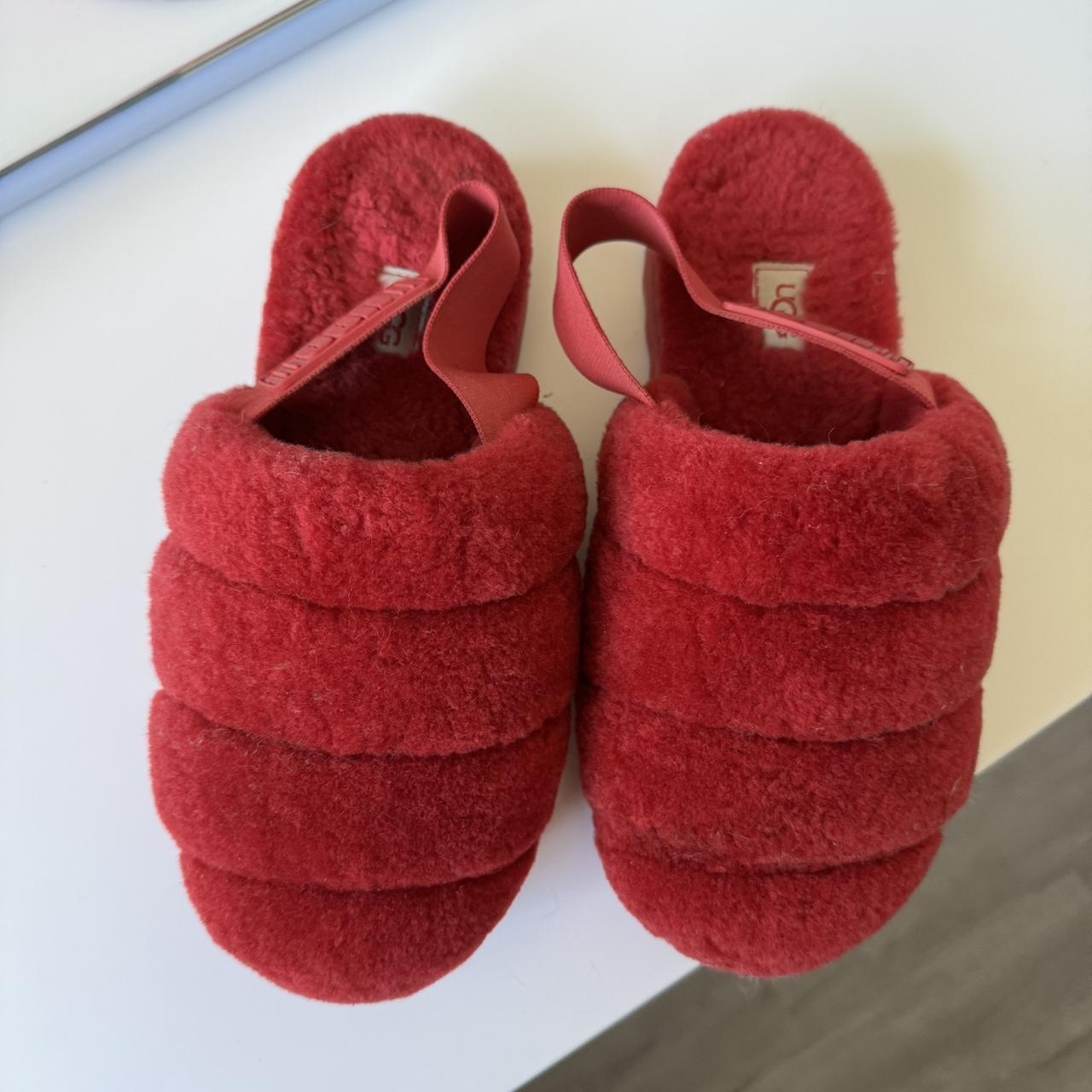 red platform Ugg slippers - Depop