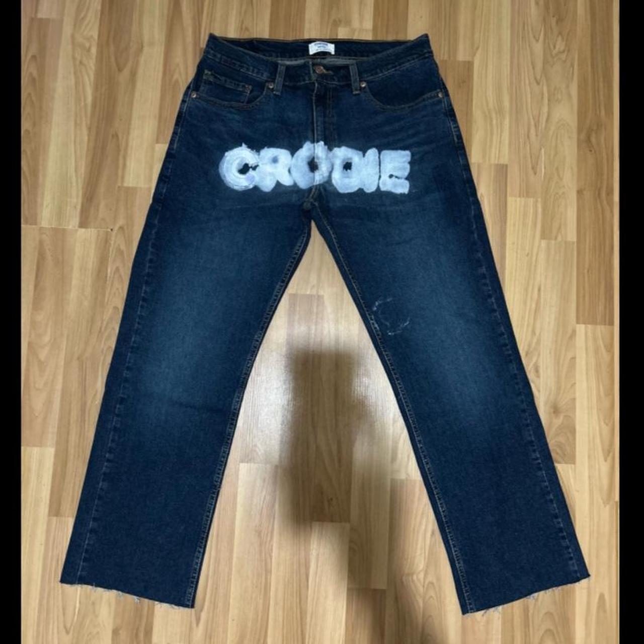 1/1 CUSTOM CRODIE GARMENT - DARK BLUE CLOUD WORD... - Depop