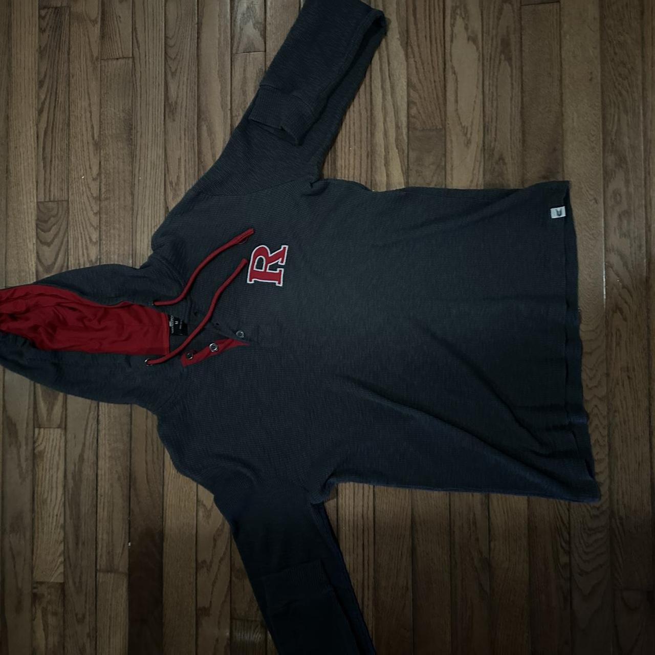 Grey and red Rutgers Henley hoodie #Rutgers #Hoodie | Depop