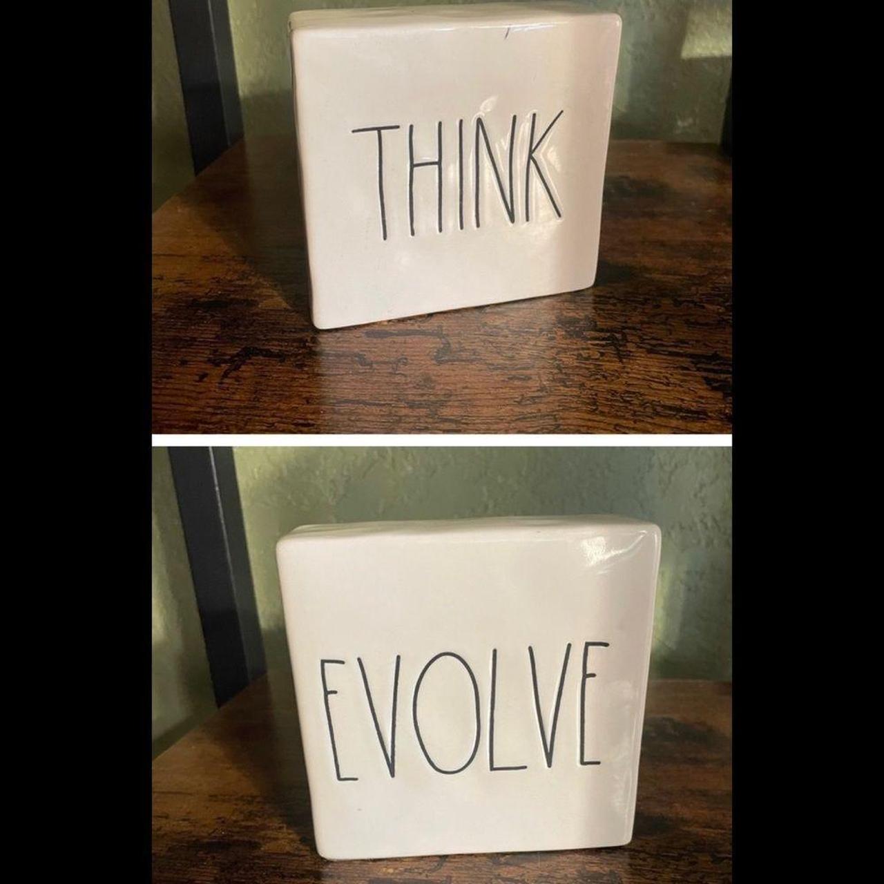Evolve/Think Rae Dunn two-sided block. #RaeDunn... - Depop