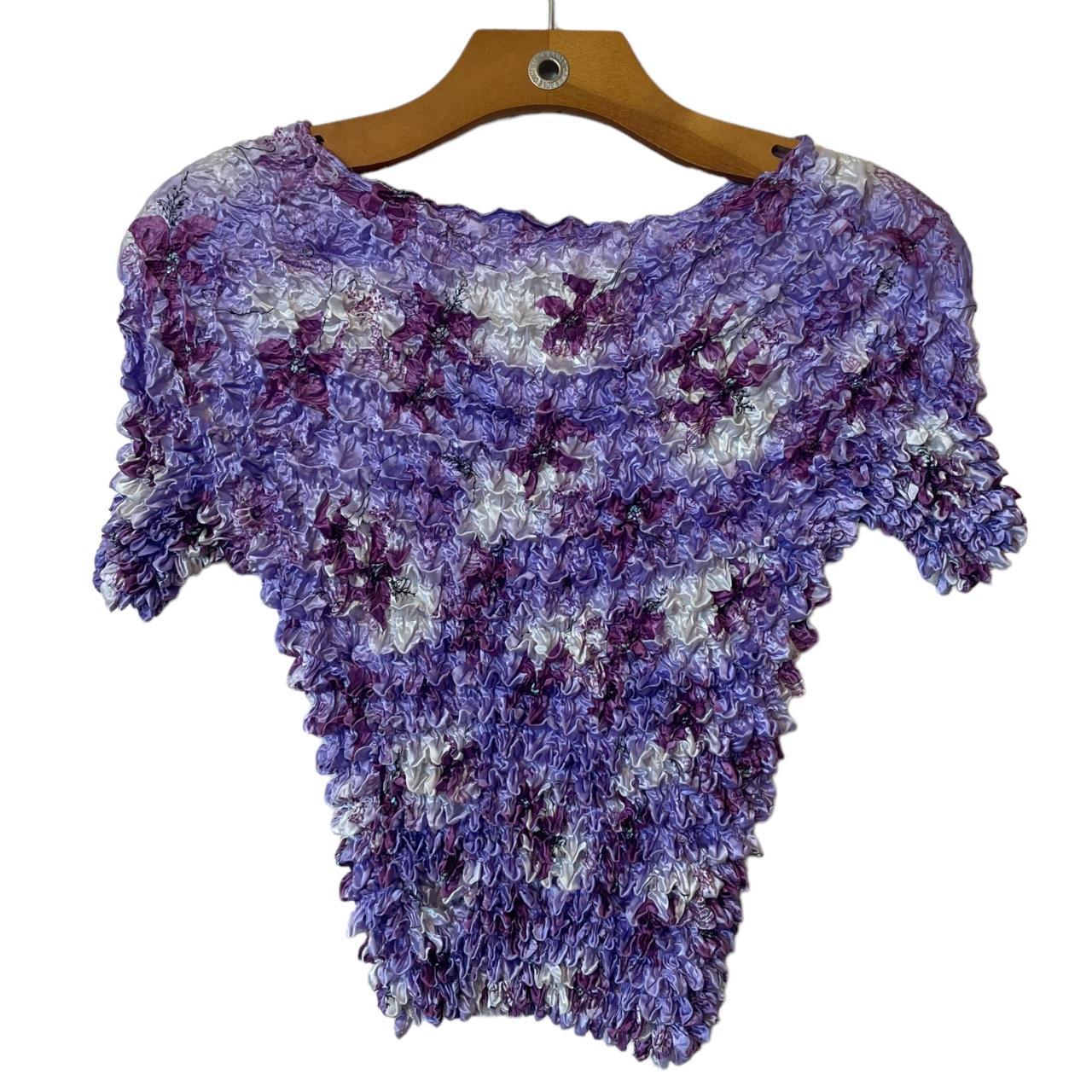 Purple popcorn scrunch shirt Lavender and white,... - Depop