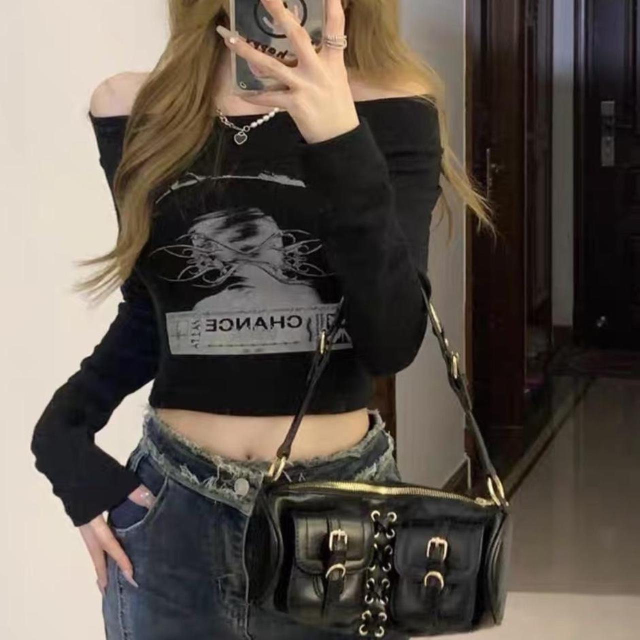 Long sleeve off shoulder tee Runs small - Depop