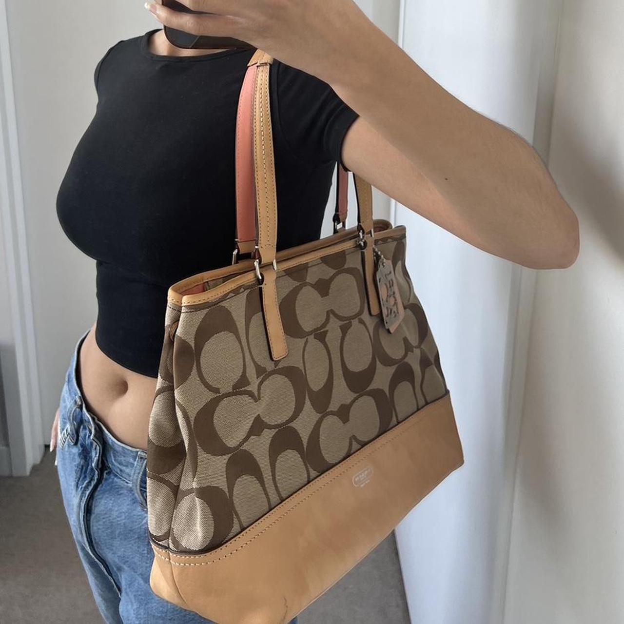 Vintage Coach Tan Monogram Tote Bag Perfect for... - Depop