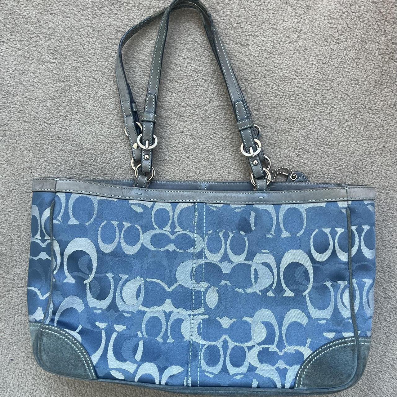 Authentic Coach Blue Monogram Shoulder Bag Some... - Depop