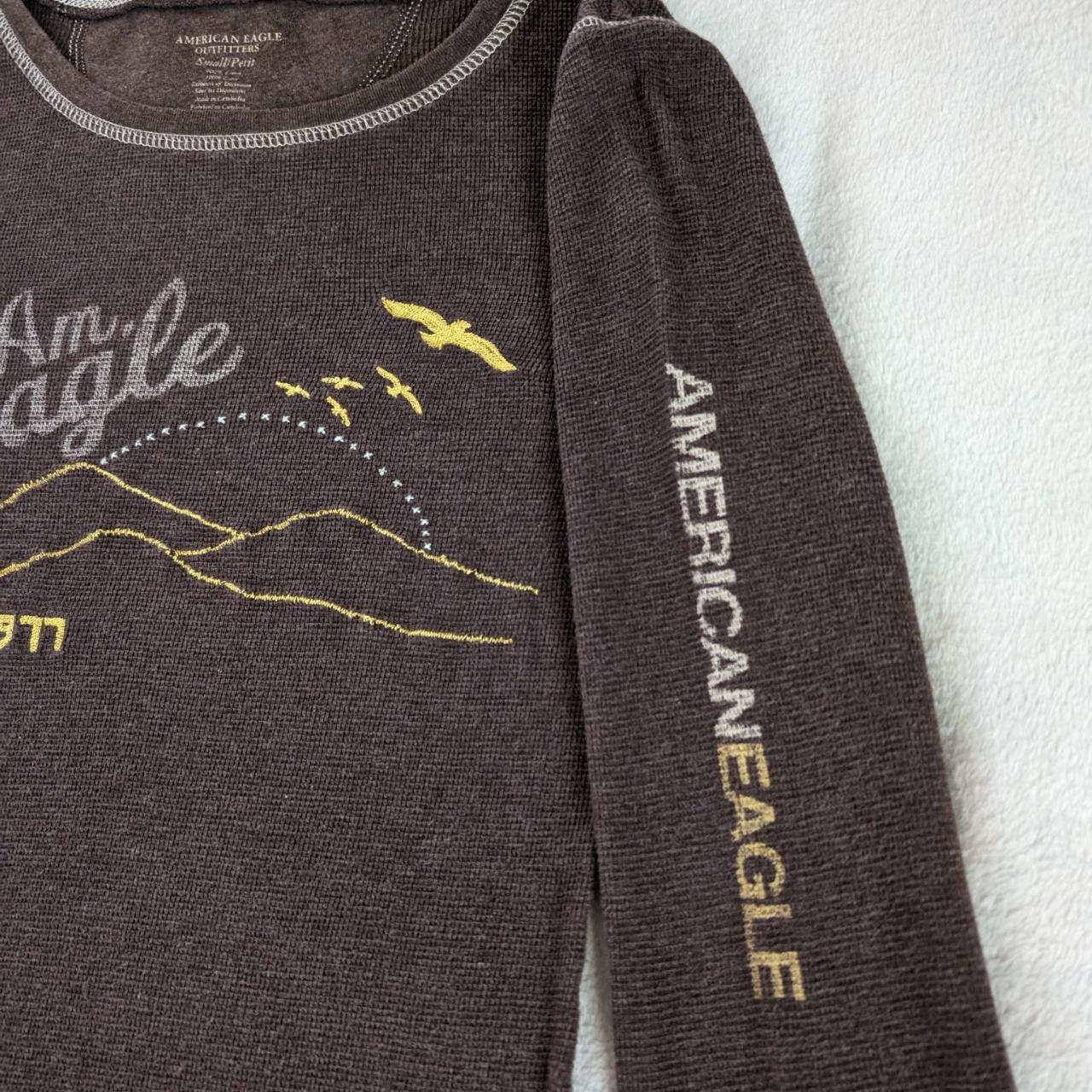 Y2K American Eagle Knit Embroidered Long Sleeve -... - Depop