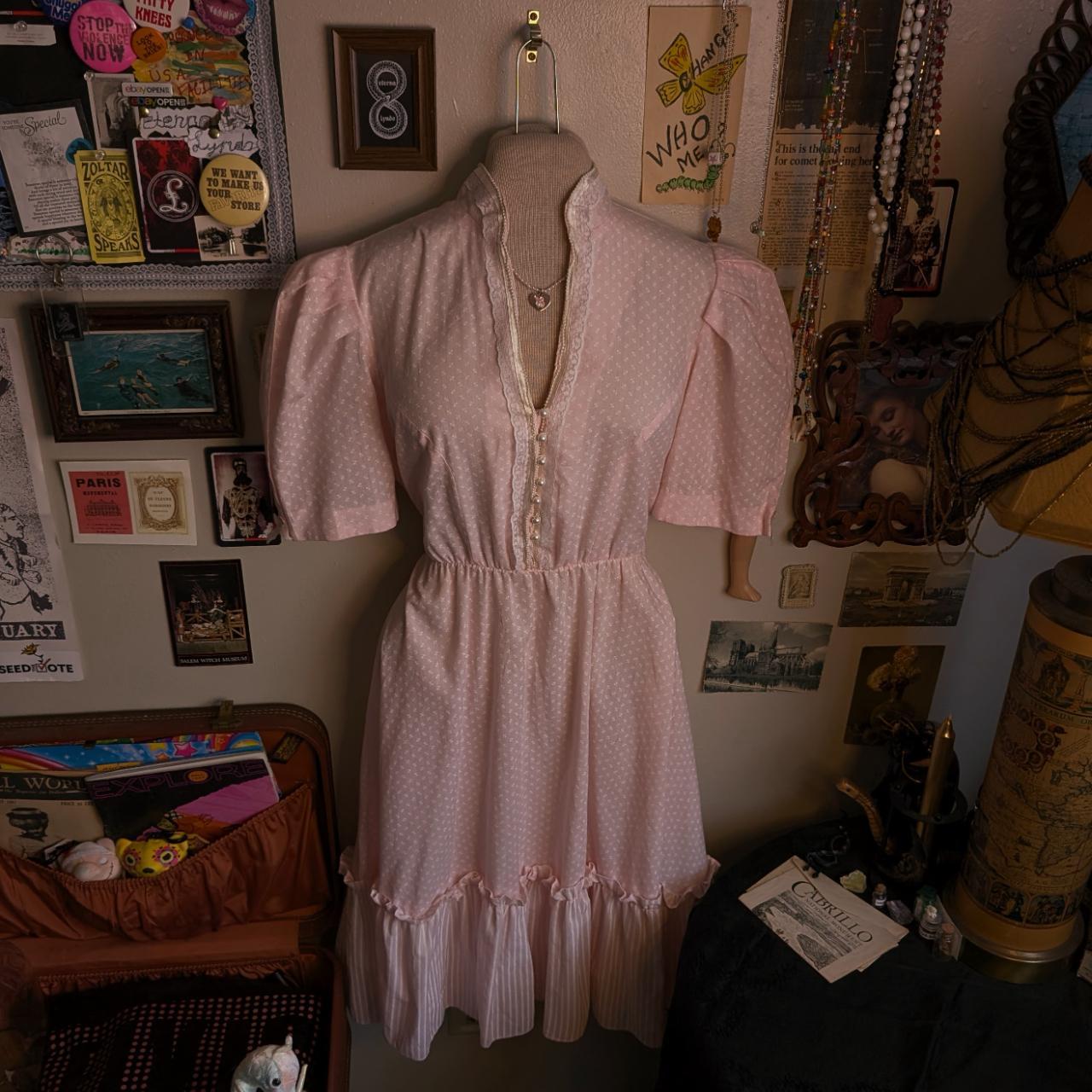 Vintage Puff Sleeve Tea Dress - Women's Small/Medium... | Depop