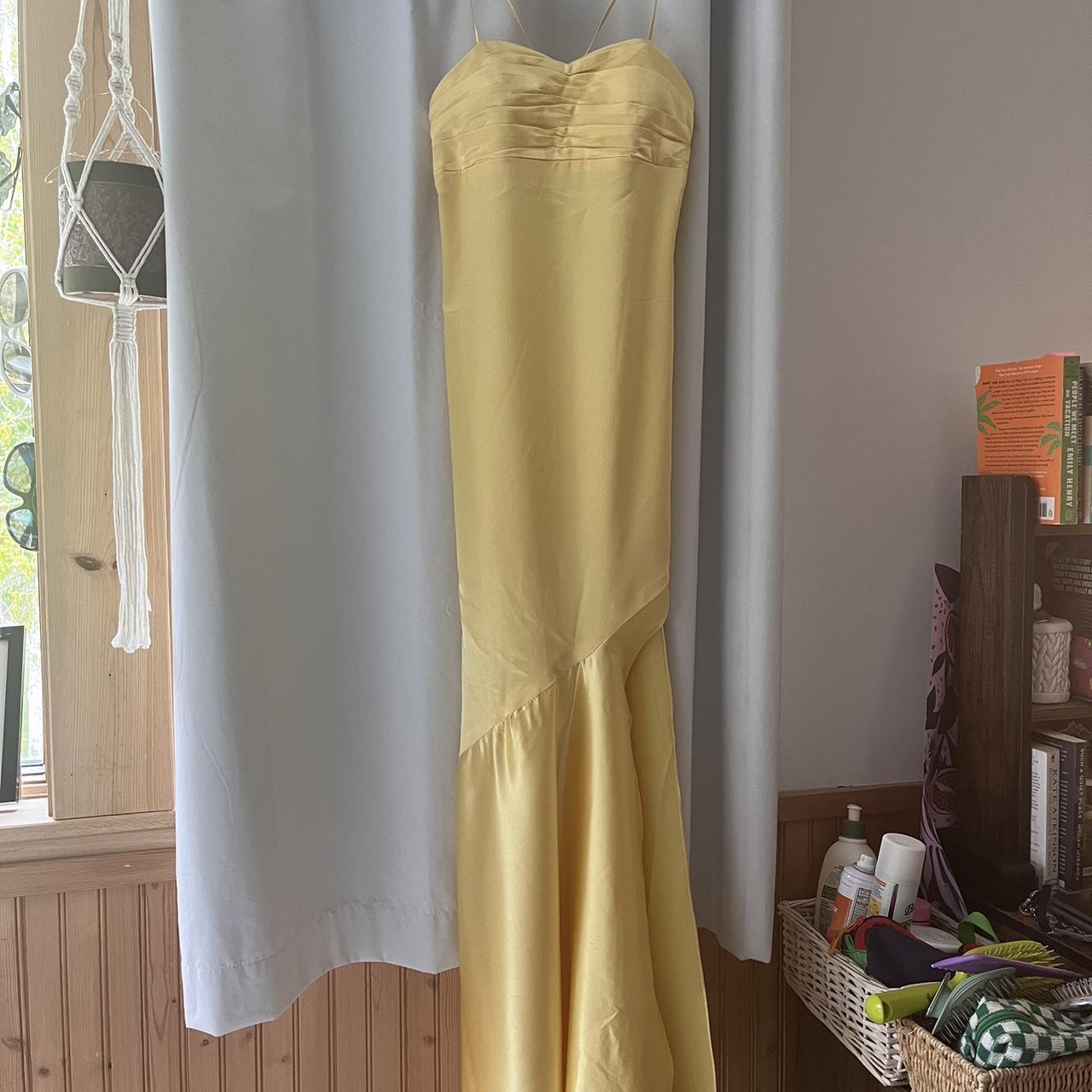 yellow prom dress from july prom size 2 built in... - Depop
