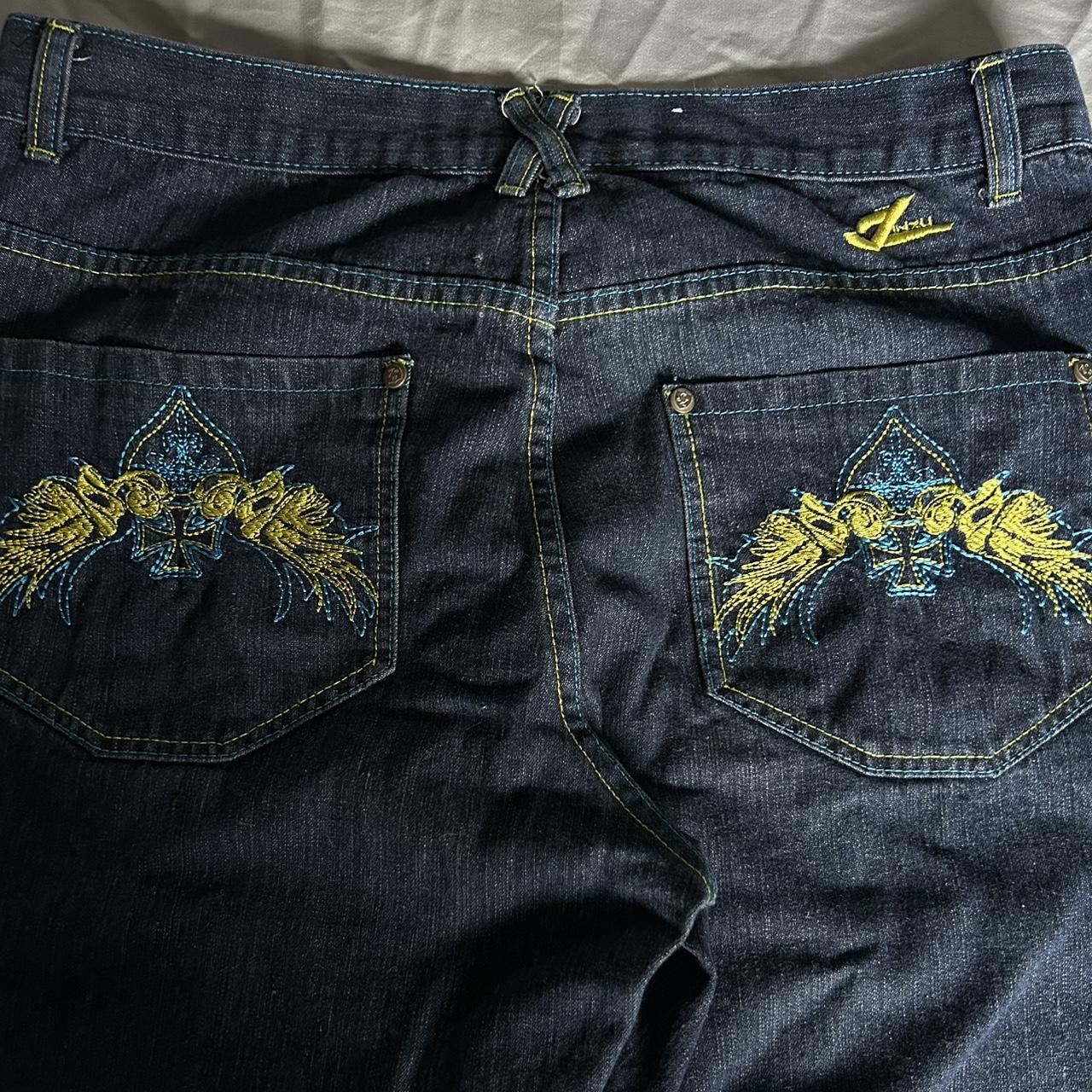 vintage japanese jinzu jeans size 38x32 blue and... | Depop