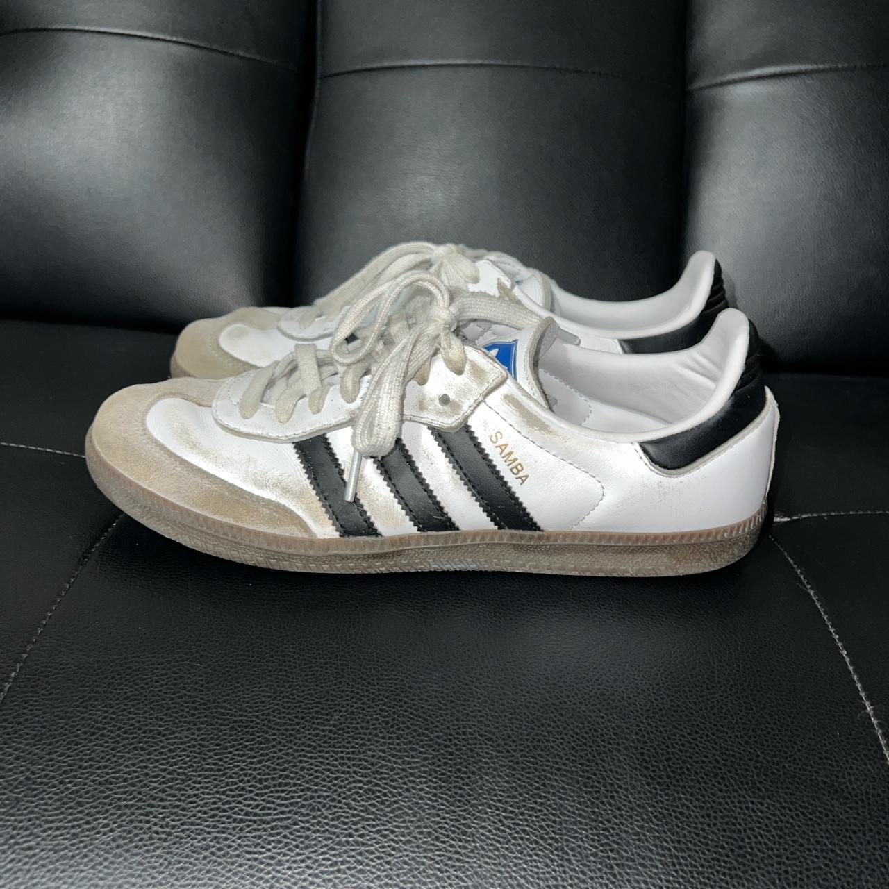 White sambas size 8.5 men’s slightly skated Message... - Depop