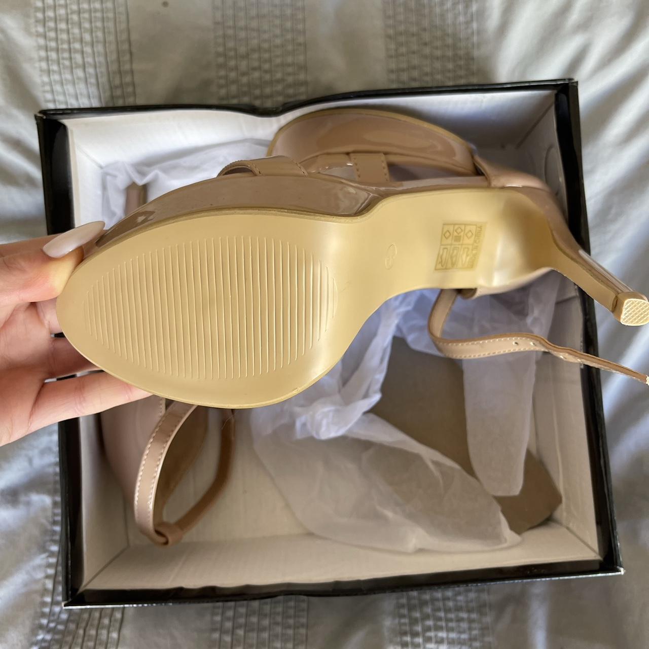 Pretty little thing nude patent platform strappy... - Depop