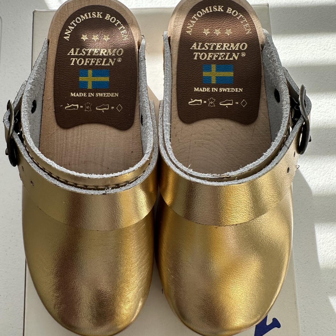 Cape Clogs Gold Metallic Clog Add a little shimmer... - Depop