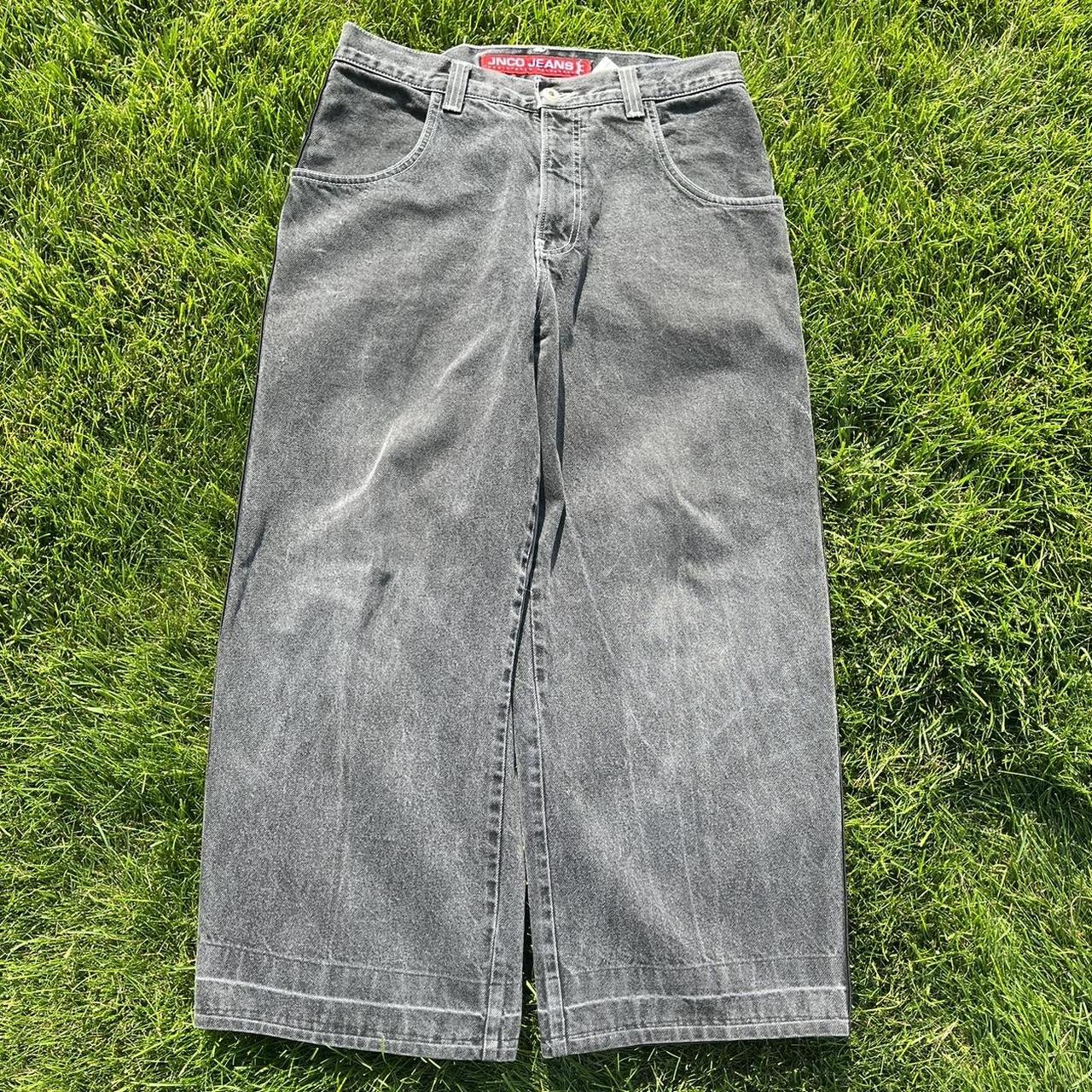 Crazy Striped Black Jnco Jeans Crown Spell Out Size Depop