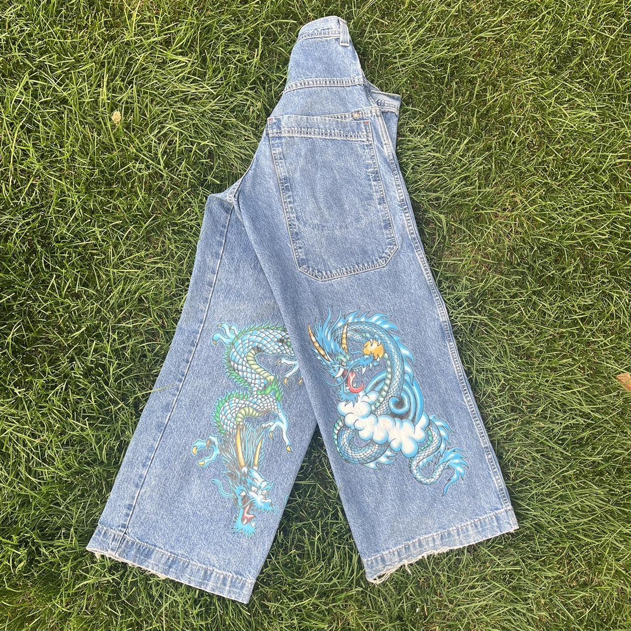 Crazy Rare Wide Leg Light Washed Dragon Jnco Jeans... - Depop