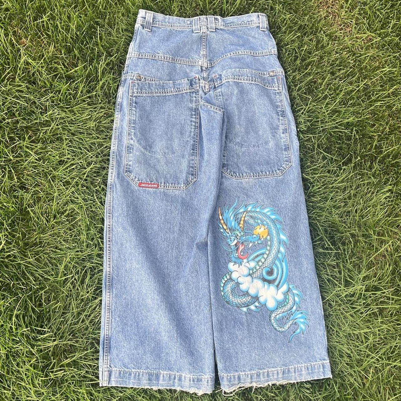 Crazy Rare Wide Leg Light Washed Dragon Jnco Jeans... - Depop