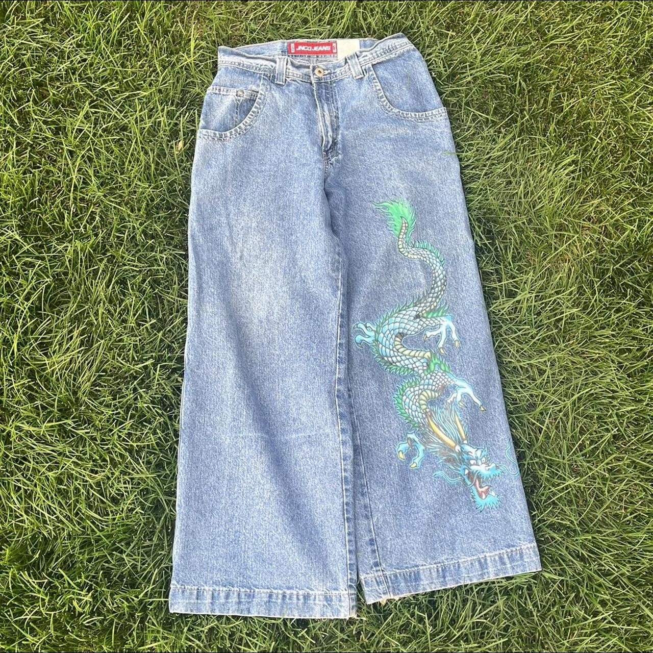 Crazy Rare Wide Leg Light Washed Dragon Jnco Jeans... - Depop