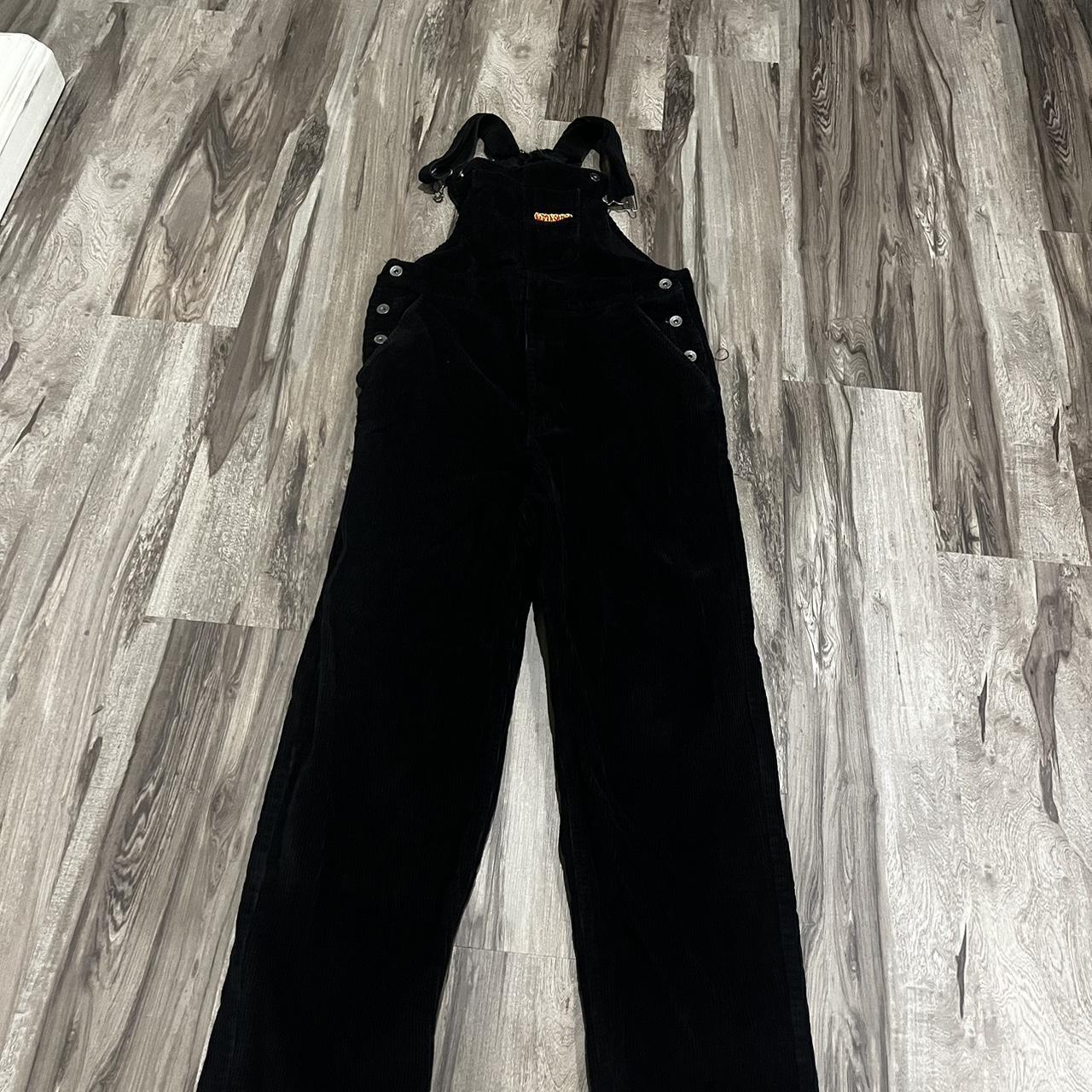 Y2K black corduroy overalls empyre - Depop
