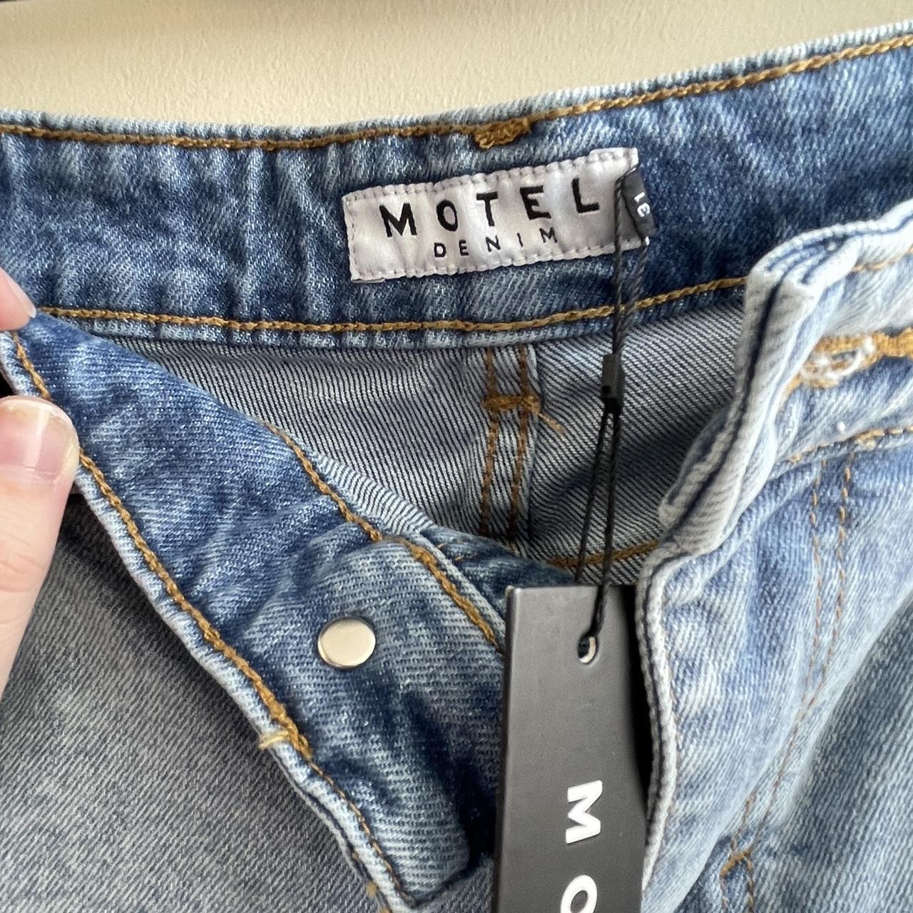 MOTEL Low Rise Parallel Jeans in Light Blue... - Depop