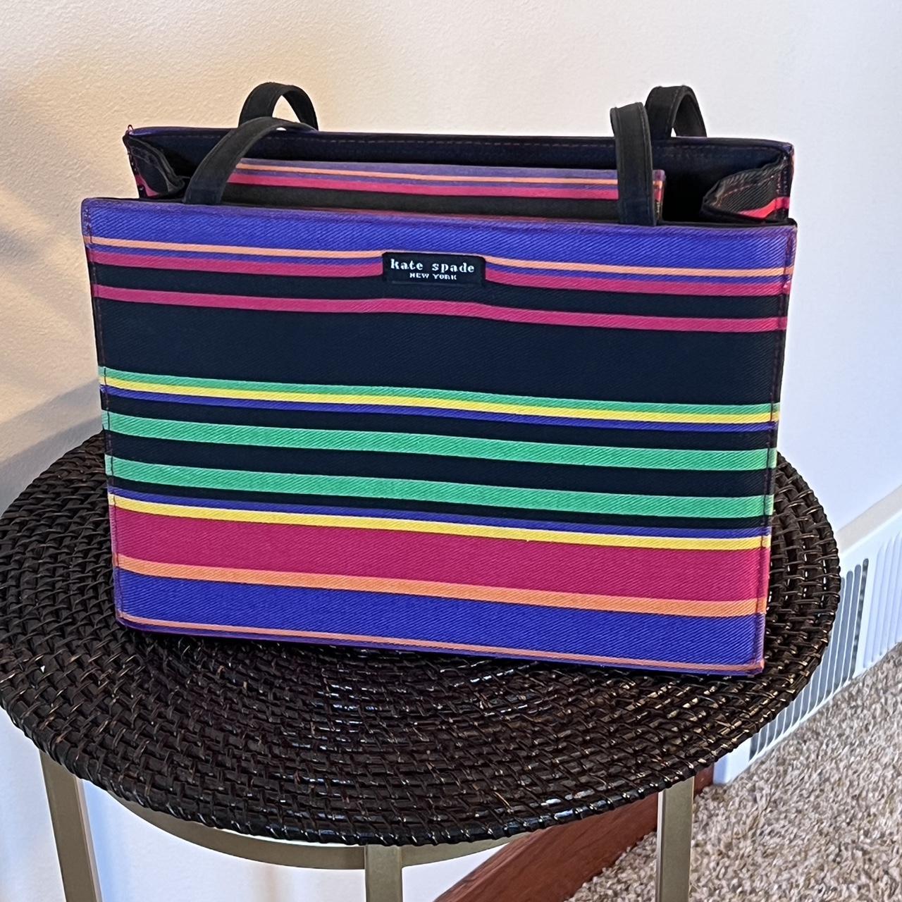 Vintage Kate Spade box purse. This striped carryall... | Depop