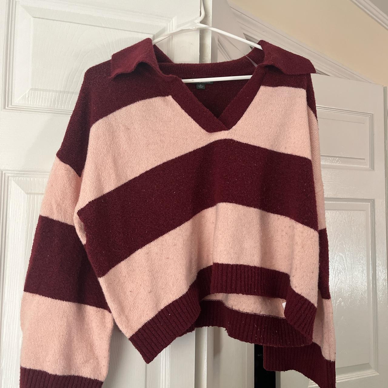 Wild Fable Women's Pink and Red Jumper | Depop