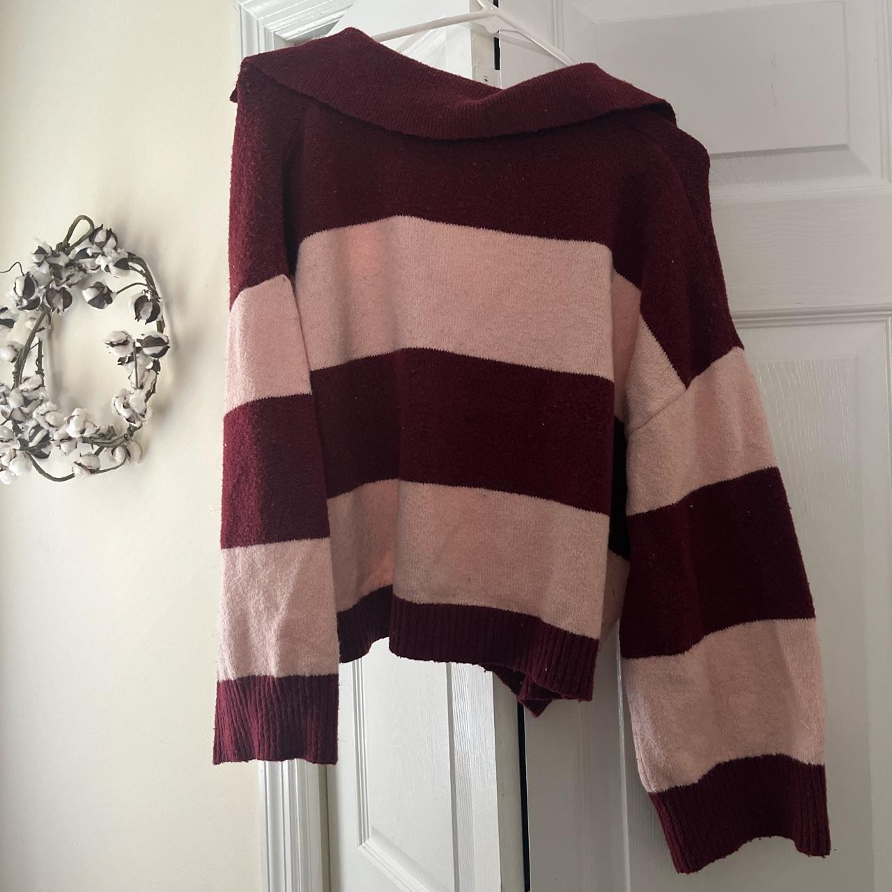 Wild Fable Women's Pink and Red Jumper | Depop