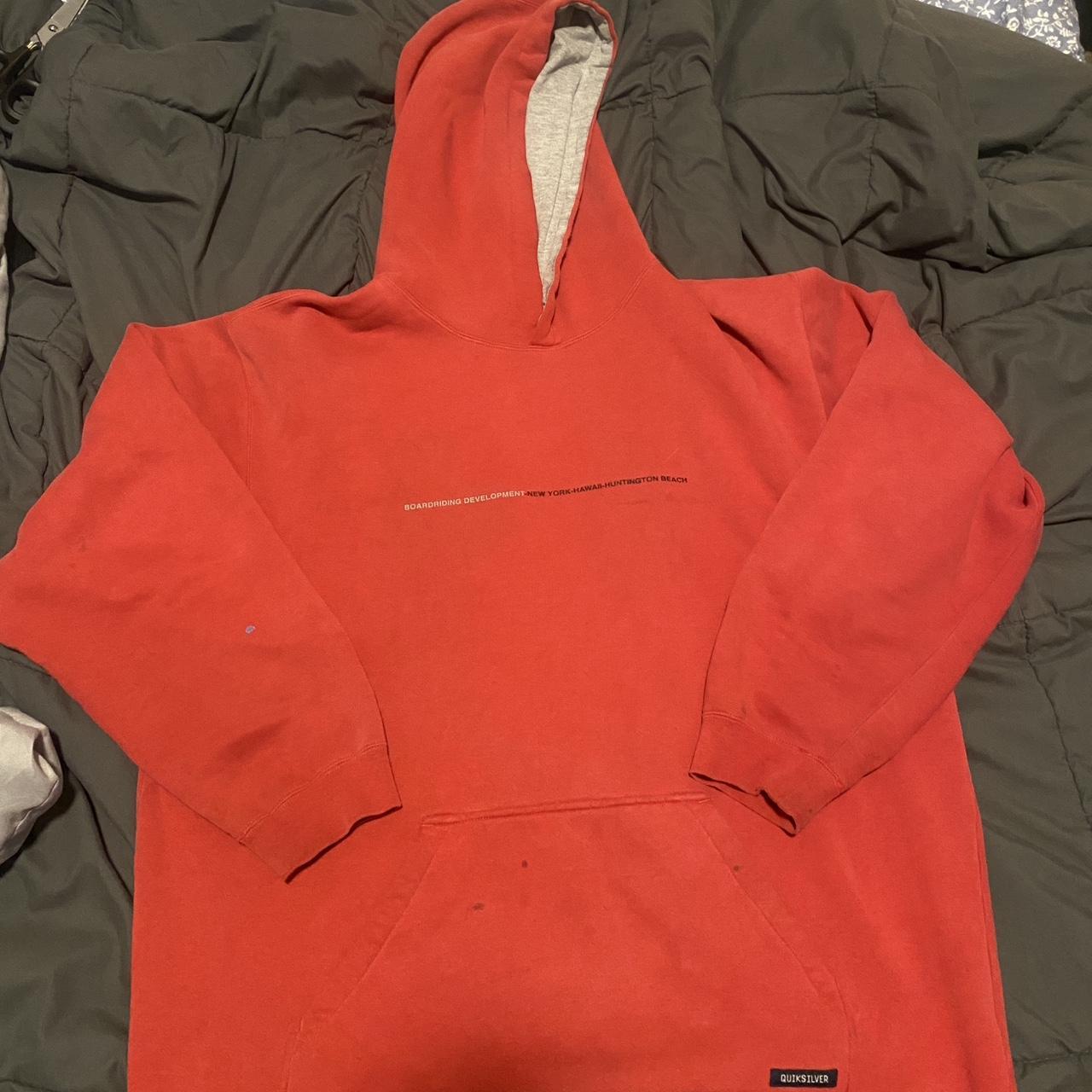 Red Vintage Quiksilver hoodie - Depop