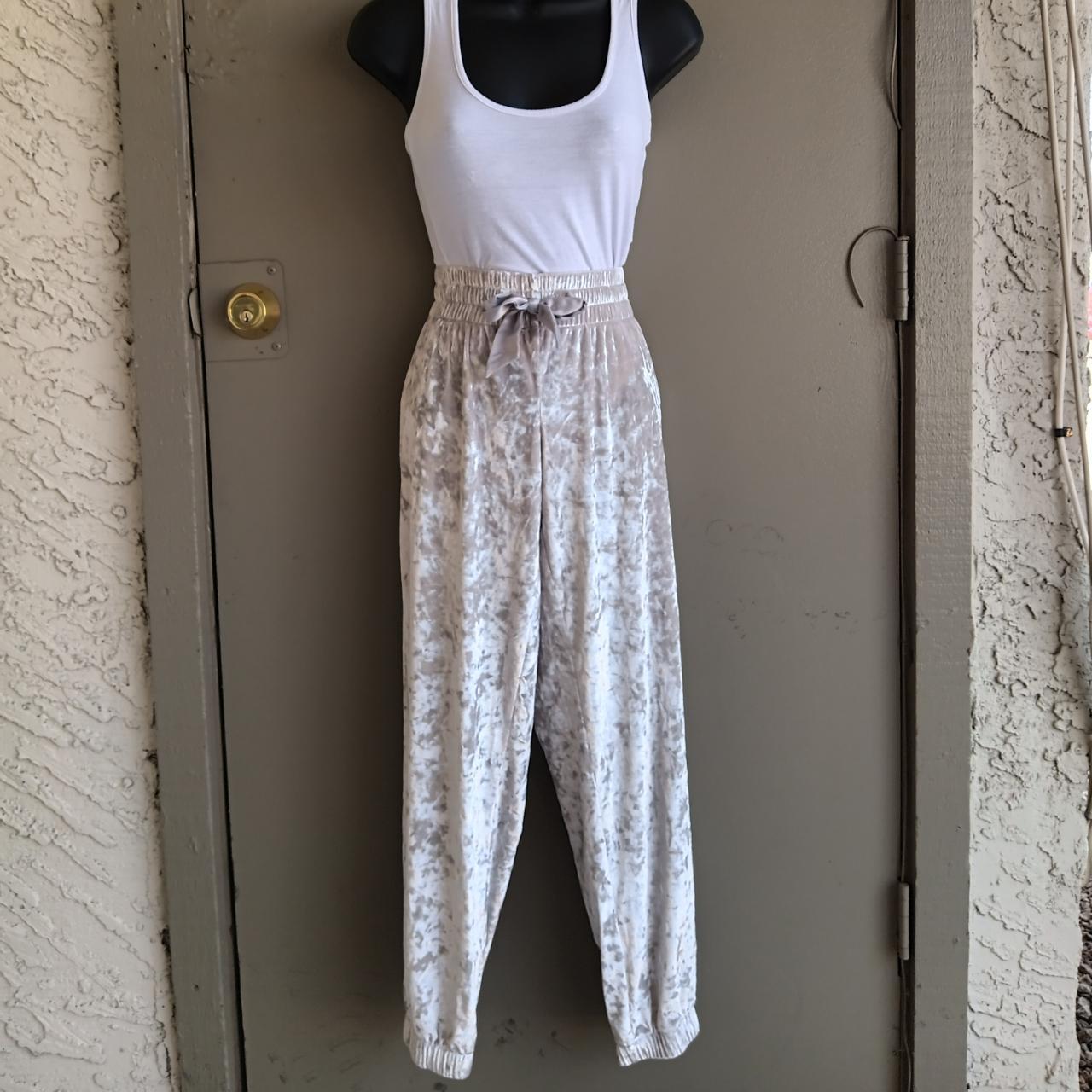 Silver metallic Victoria's Secret sweatpants in size... - Depop