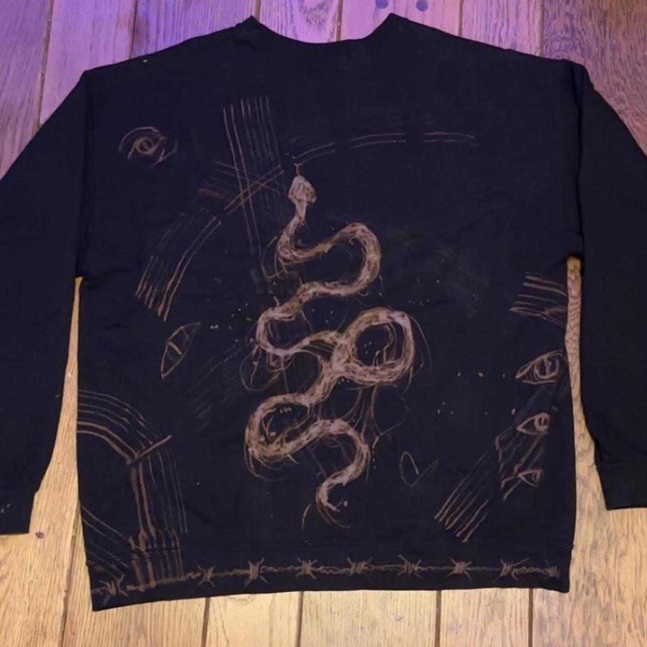 Hand painted bleach sweater. bleach designs, snake,... - Depop