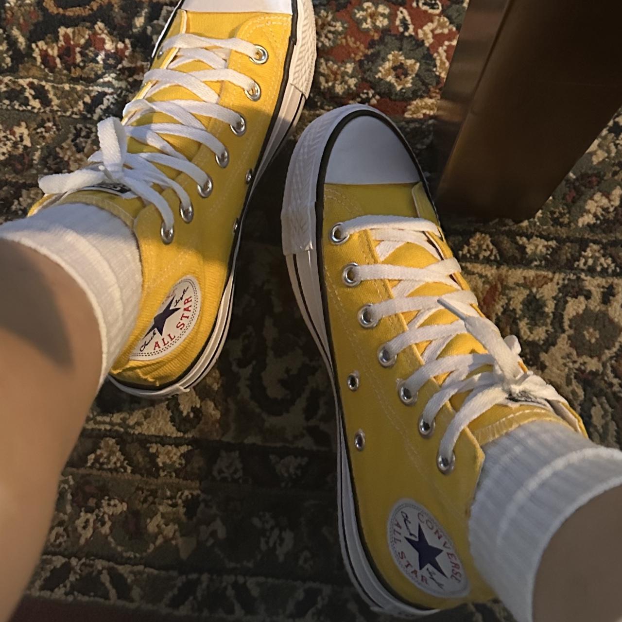Yellow full converse Worn once - Depop