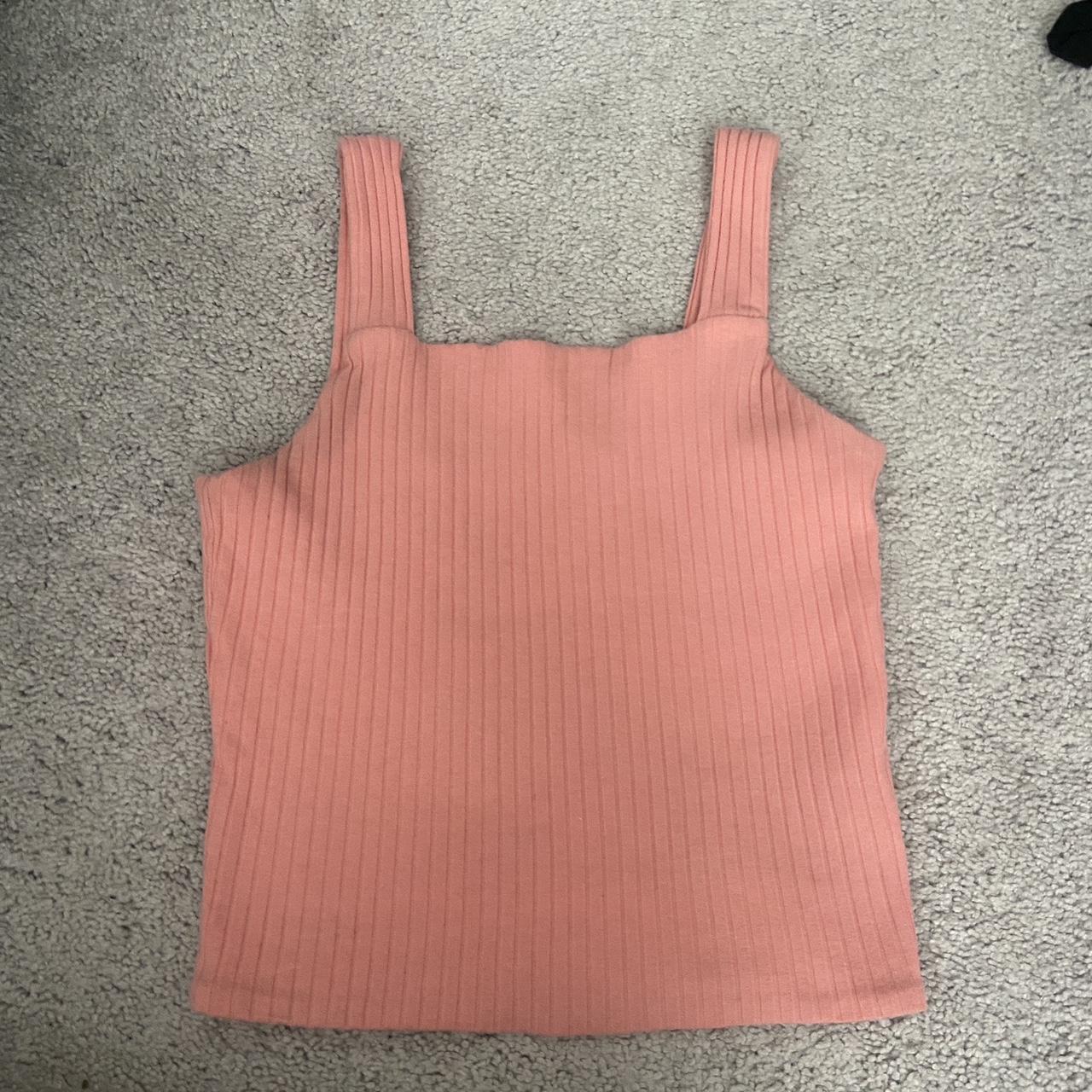 cute coral tank top!! size M! worn a couple... - Depop