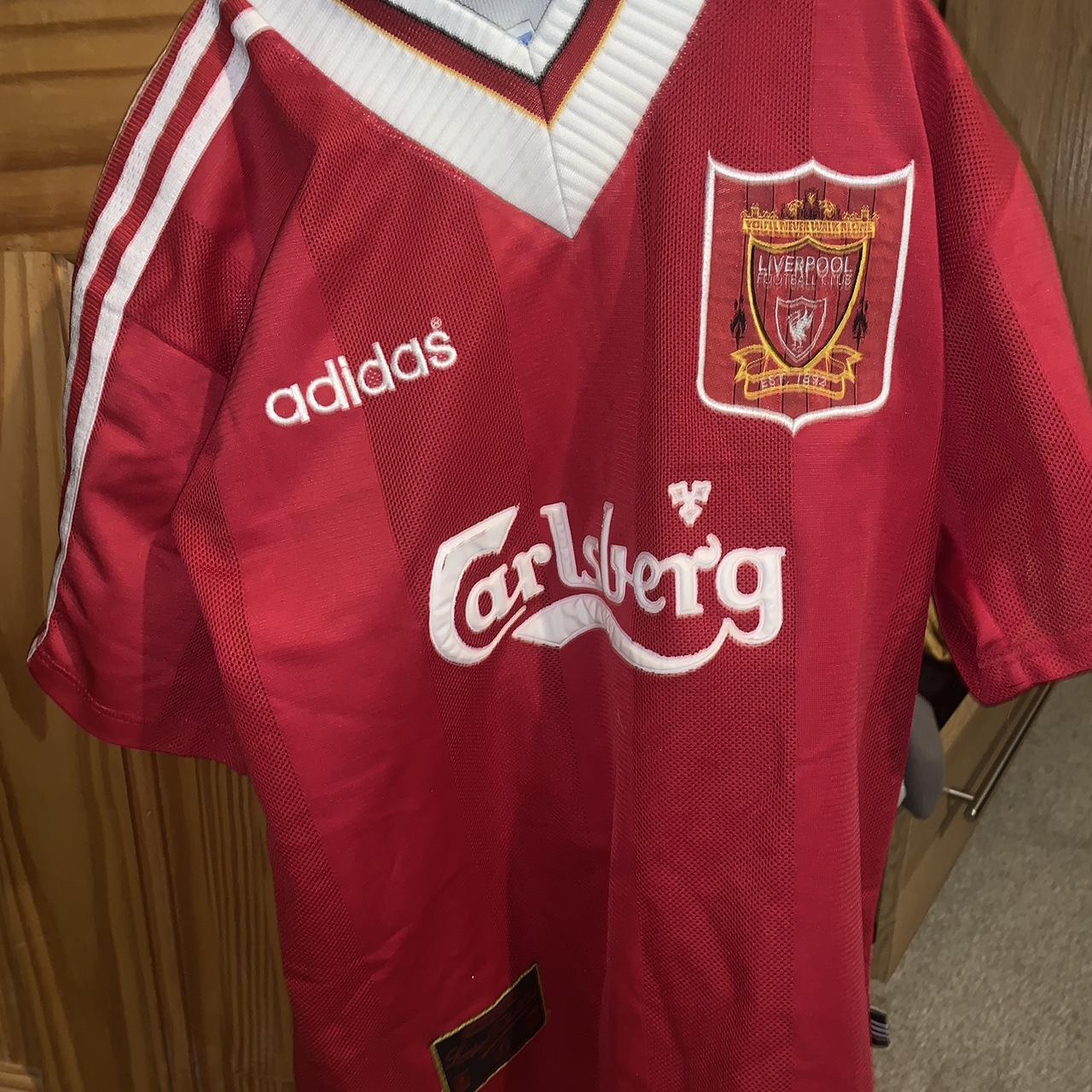 retro liverpool kit 17 mcmahon size small open to... - Depop