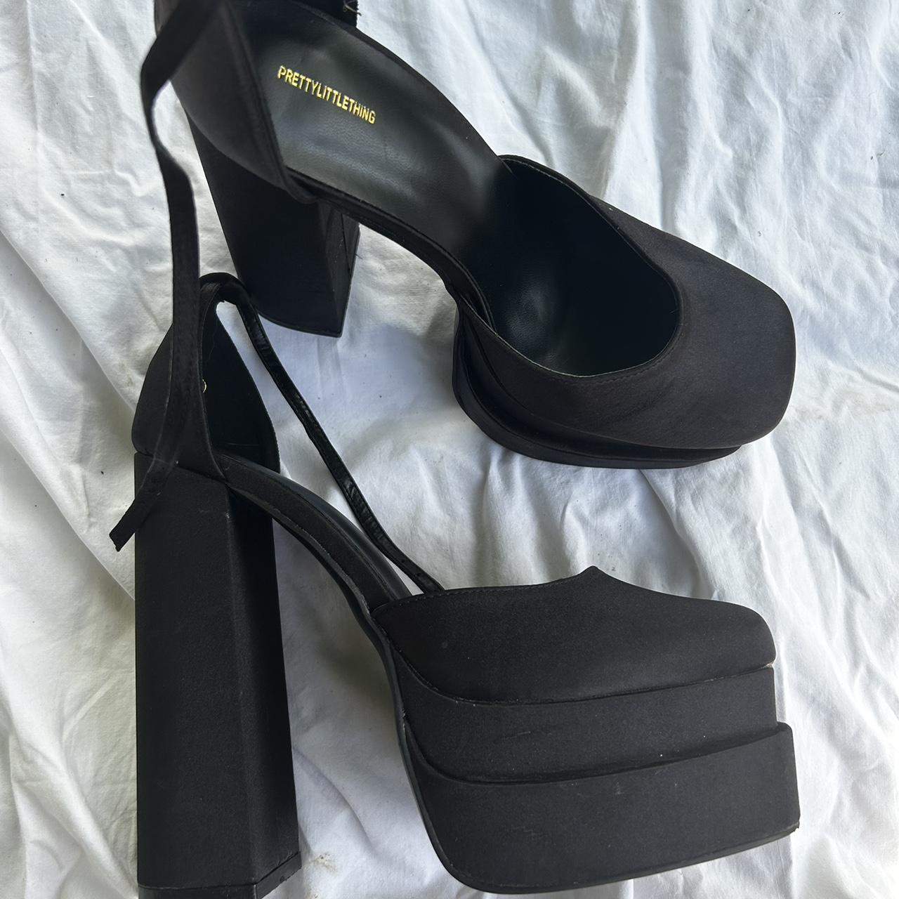 pretty little thing, platform, suede heels #versace... - Depop