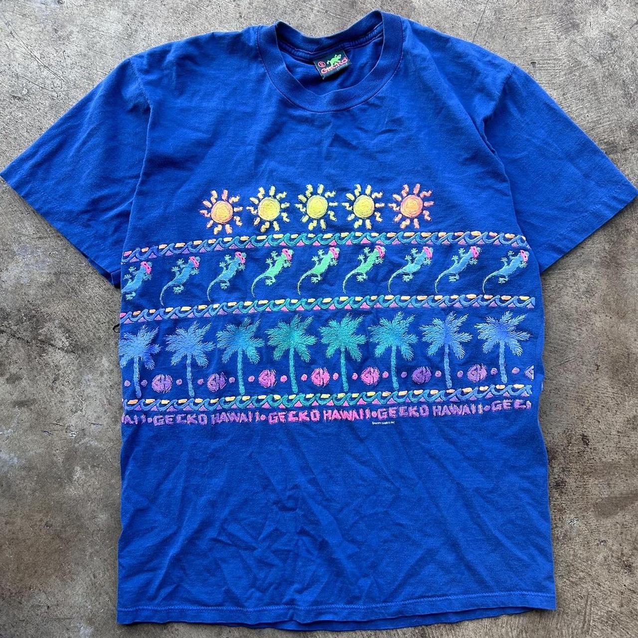Vintage 90s Gecko AOP shirt Made in USA single stich Depop
