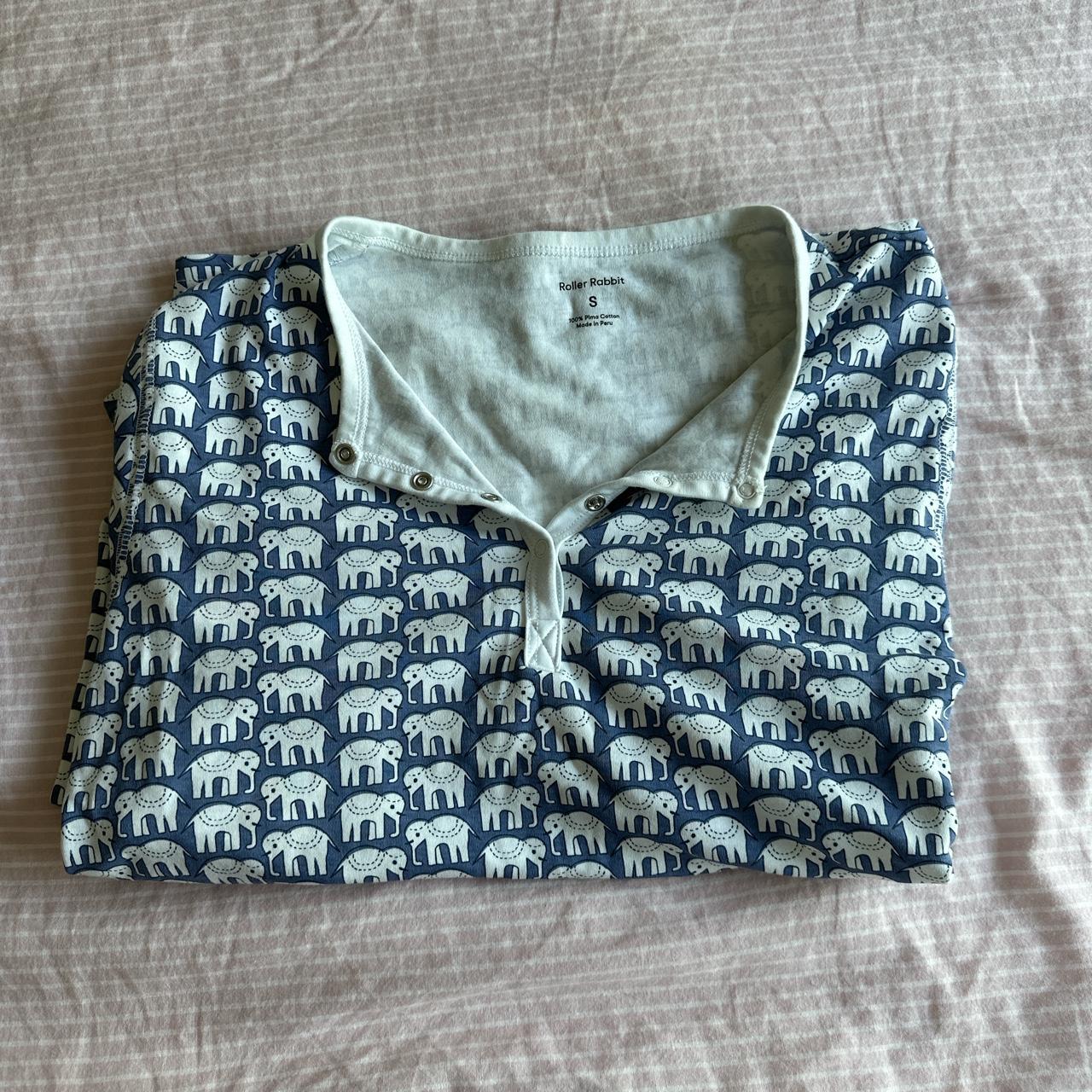Roller Rabbit Women's Blue and White Pajamas | Depop