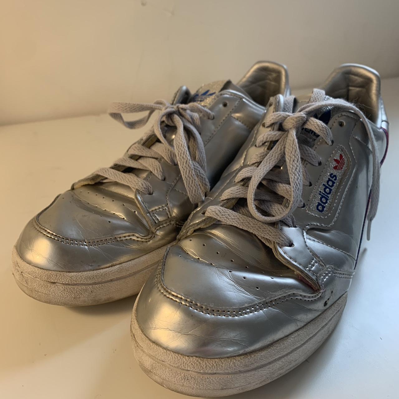 Silver adidas sneakers A little wear and tear but... | Depop