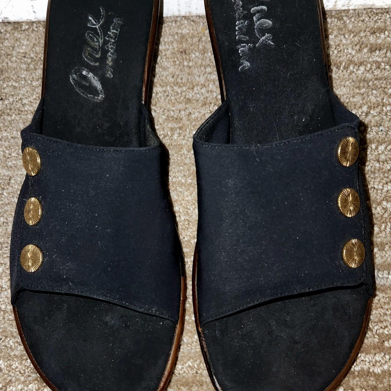 ONEX NAVY BLUE SUEDE SANDALS WITH BRASS BUTTONS -... - Depop