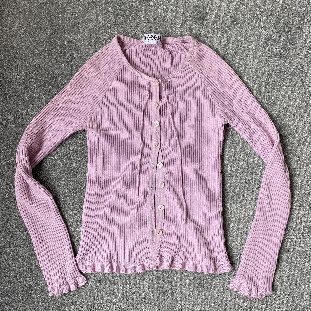Vintage Morgan De Toi baby pink button up cardigan.... - Depop